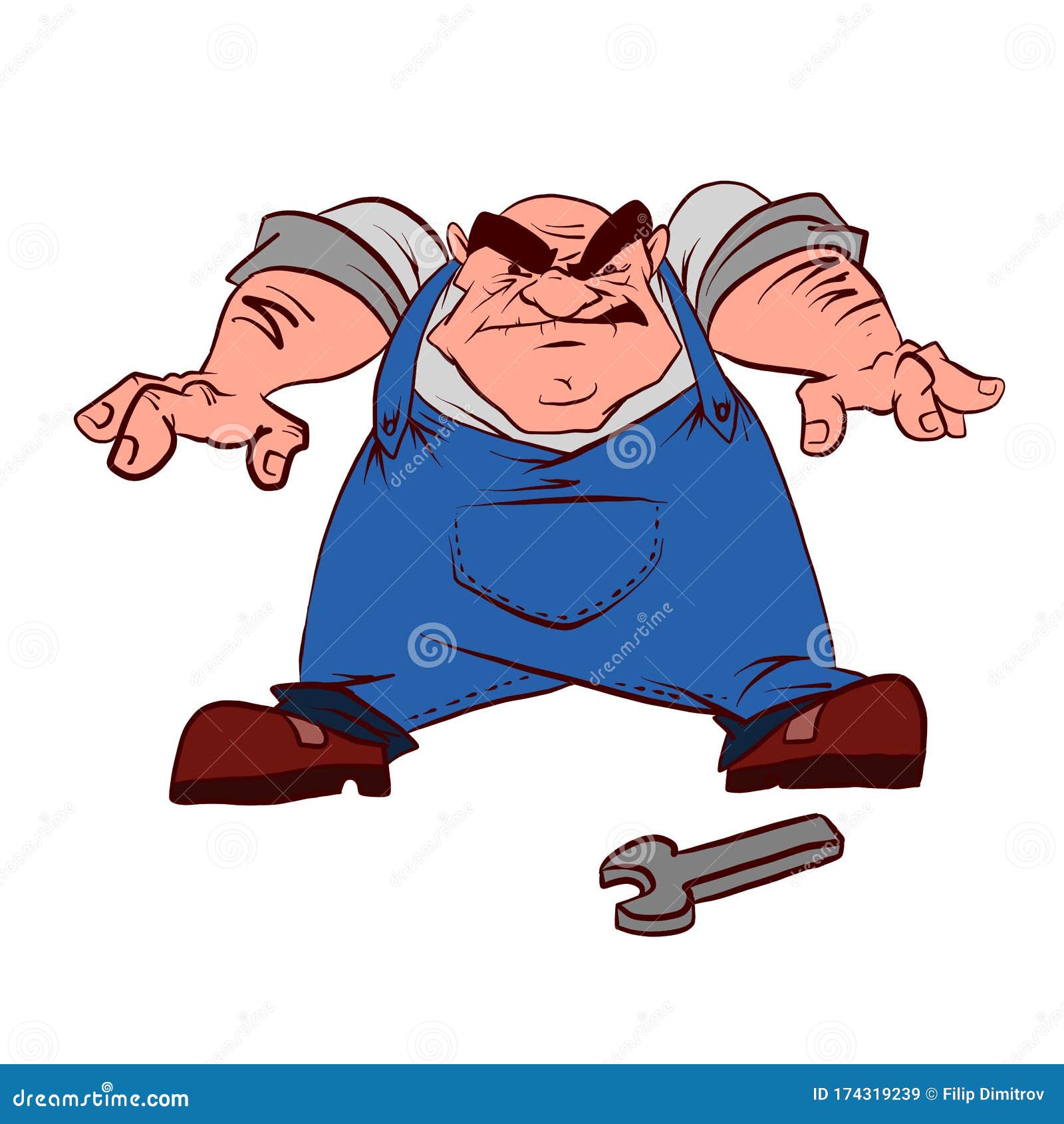 Cartoon Grumpy Plummer or Technician Stock Vector - Illustration of ...