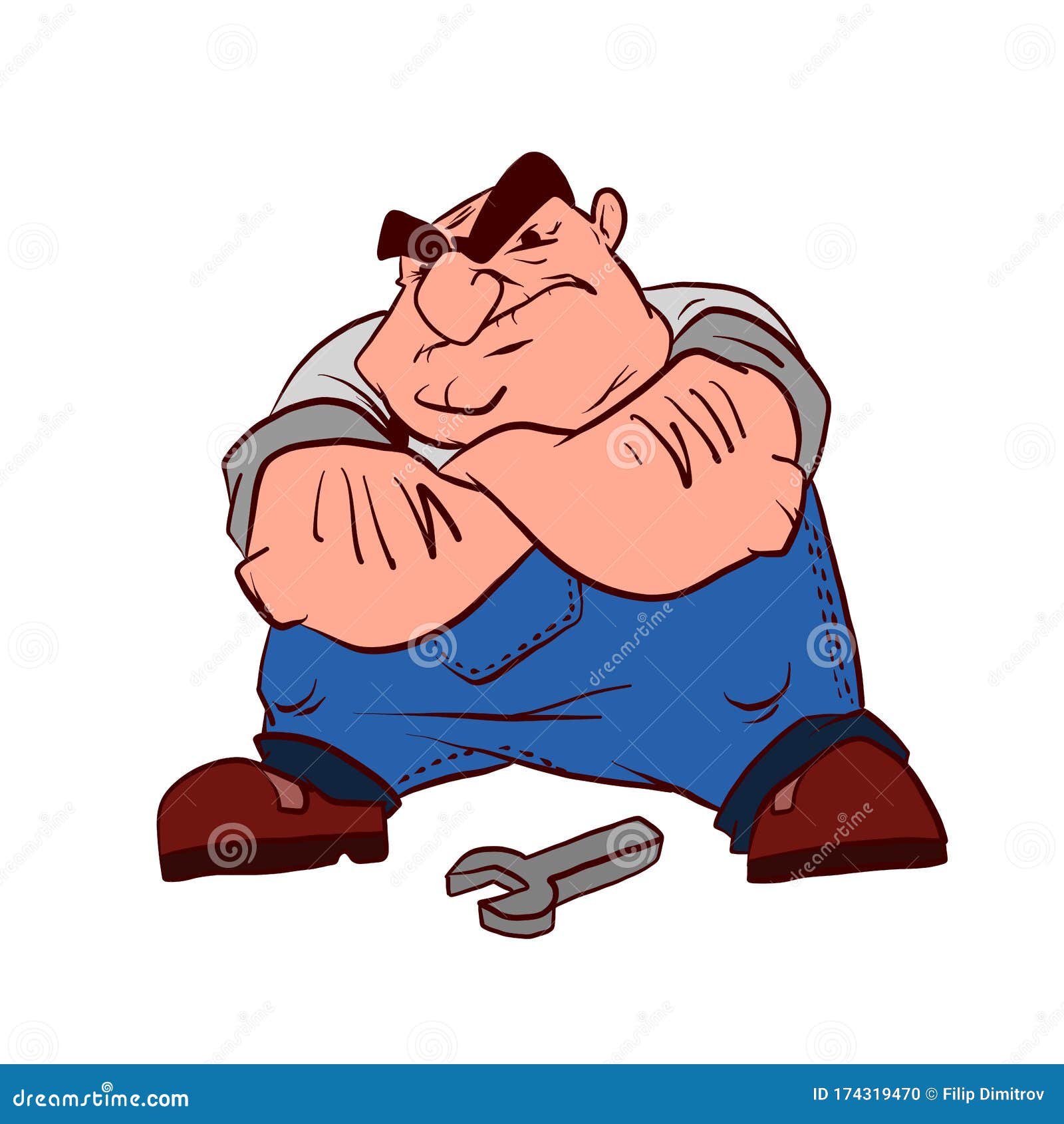 Cartoon Grumpy Plummer or Technician Stock Vector - Illustration of ...