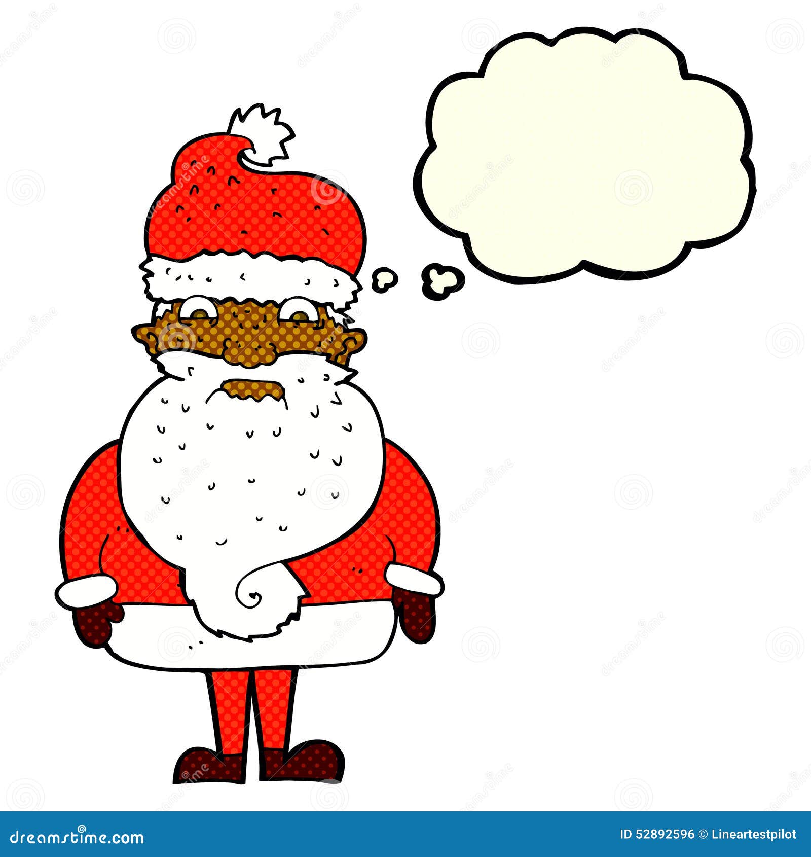 Cartoon Grumpy Santa Claus with Thought Bubble Stock Illustration ...