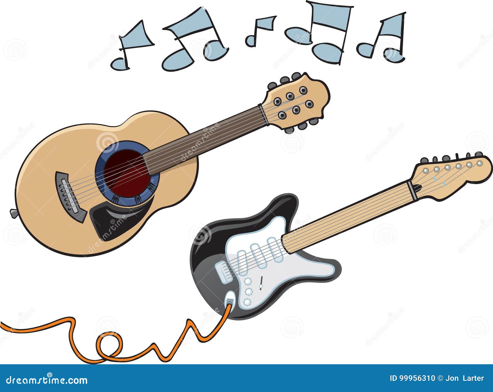 Cartoon Guitars stock vector. Illustration of frets, instrumental ...