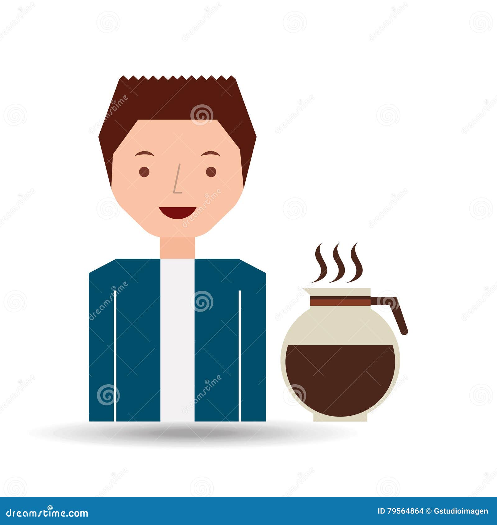 Cartoon Guy with Maker Coffee Design Icon Stock Illustration ...