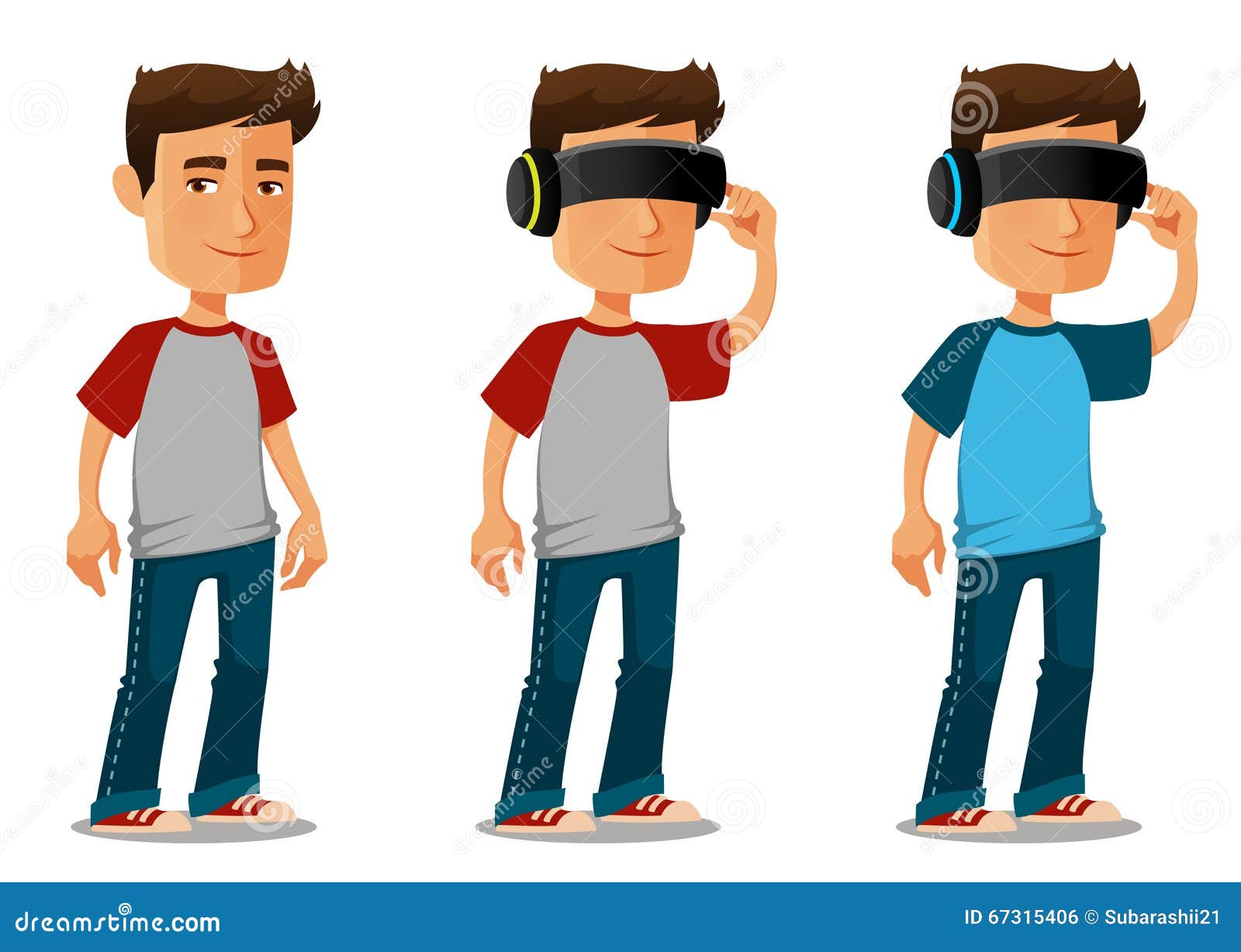 Cartoon Guy Using Virtual Reality Glasses Stock Vector - Illustration ...