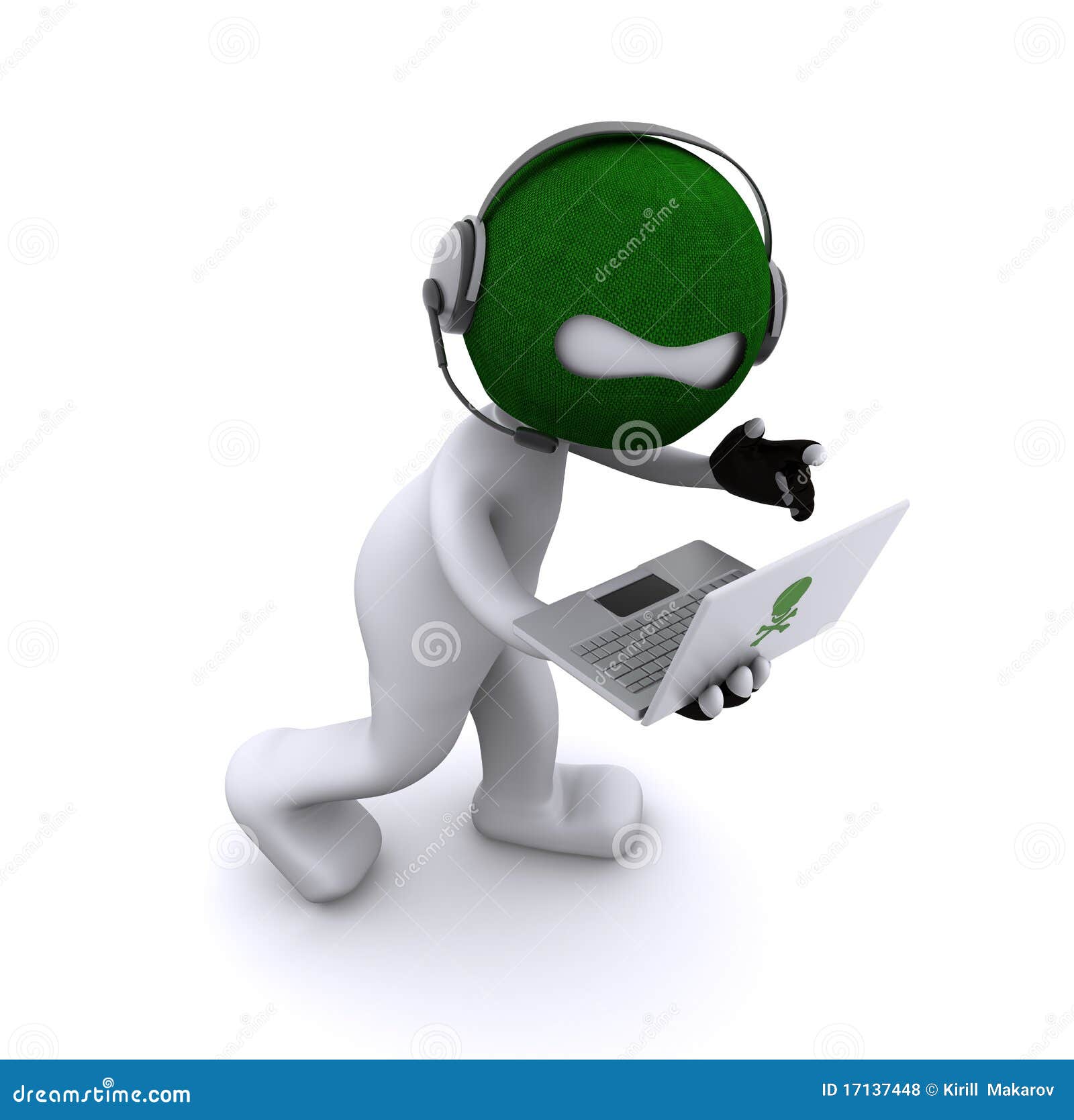 Cartoon Hacker With Laptop. Vector Illustration Royalty-Free Stock ...