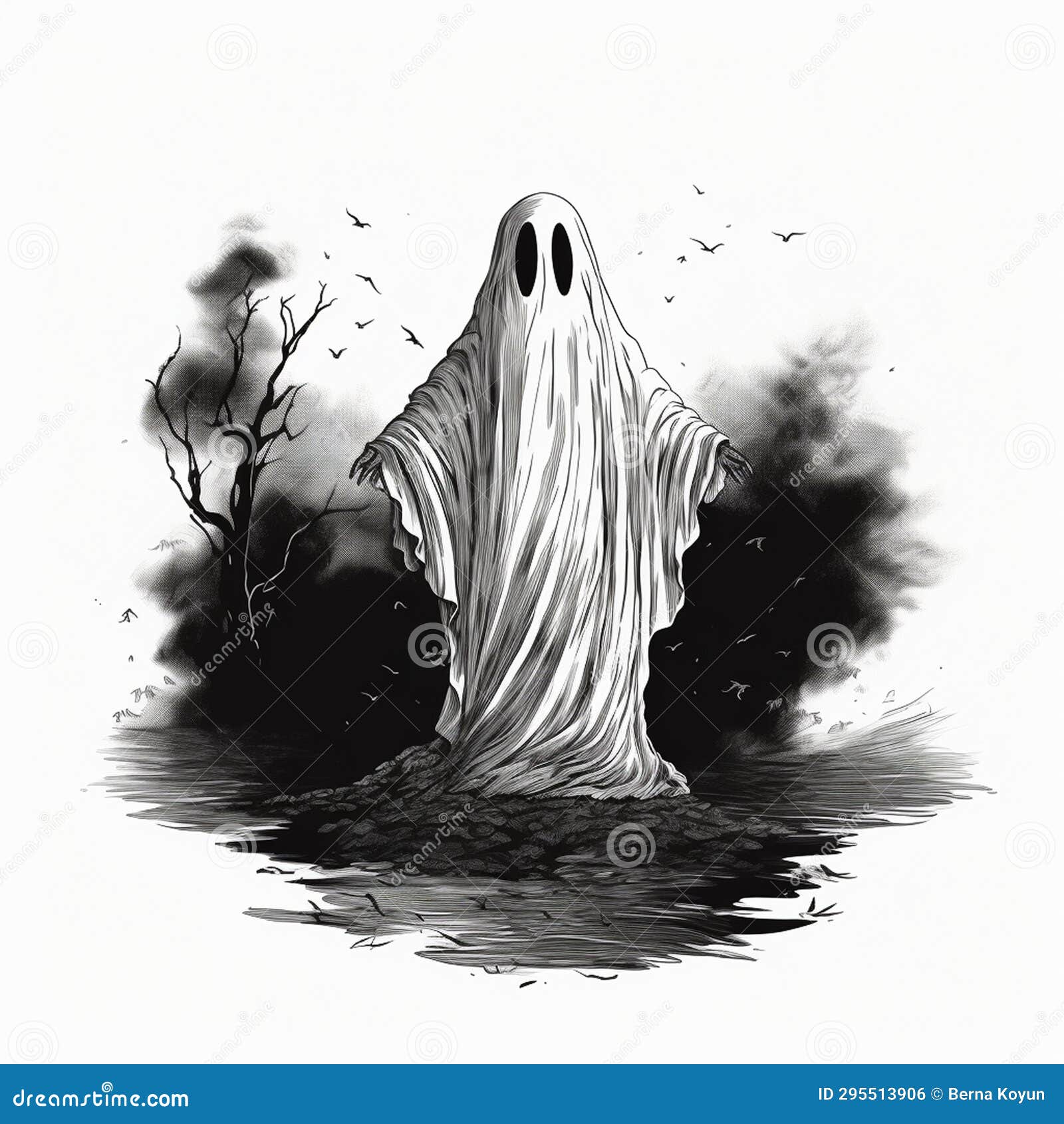 Cartoon Halloween Ghost Drawing Stock Illustration - Illustration of ...