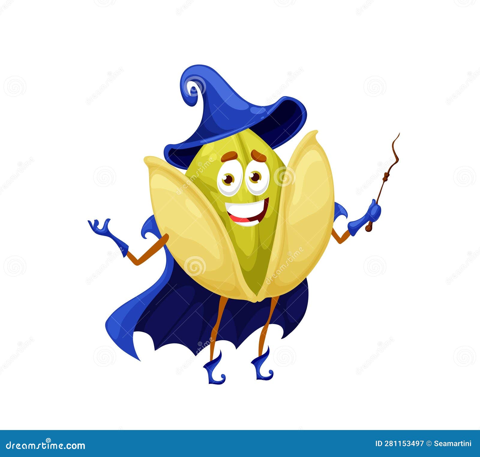 Cartoon Halloween Pistachio Wizard Character Stock Vector ...