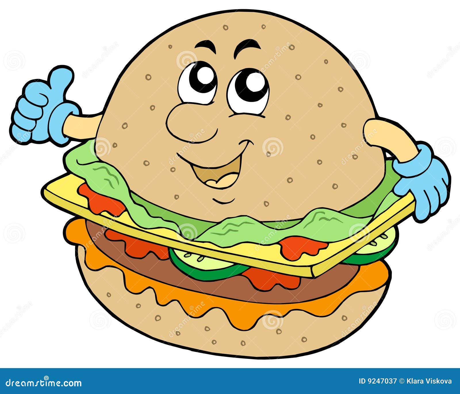 Cartoon Hamburger Character Thumb Up Isolated Vector Illustration ...