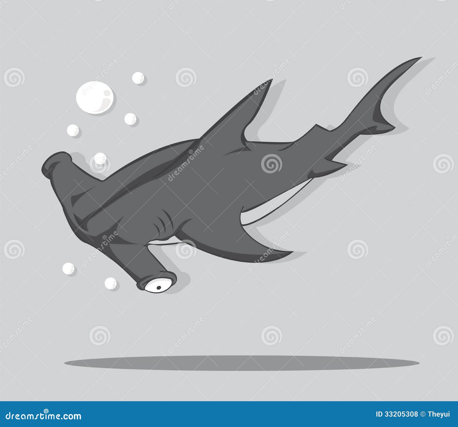 Cartoon Hammer fish shark stock vector. Illustration of scuba - 33205308