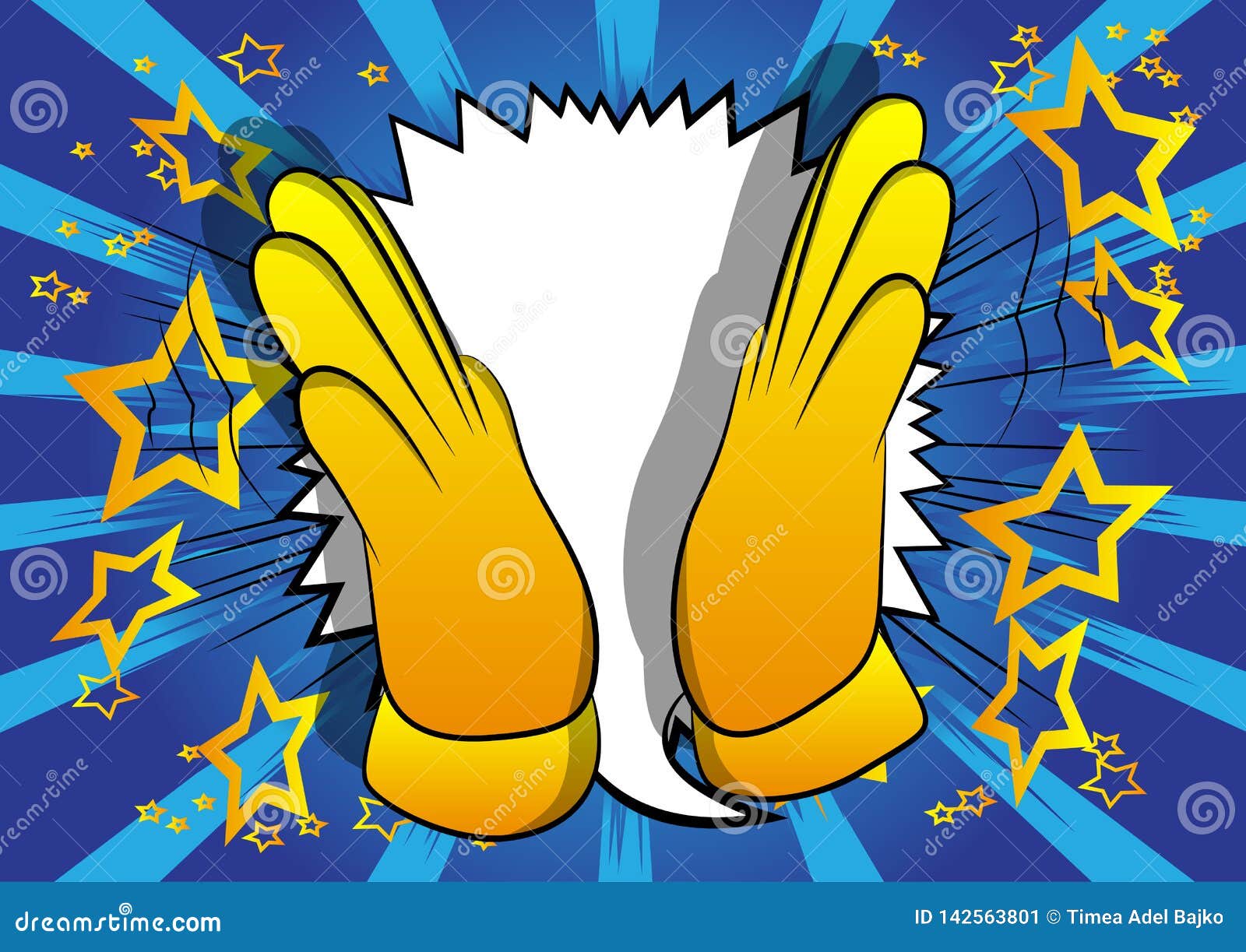 Cartoon Hand Clapping on Comic Book Background. Stock Vector ...