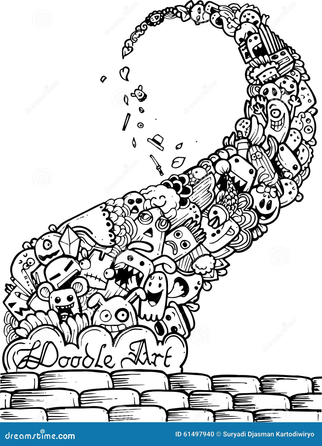 Cartoon hand-drawn doodle stock illustration. Illustration of pages ...