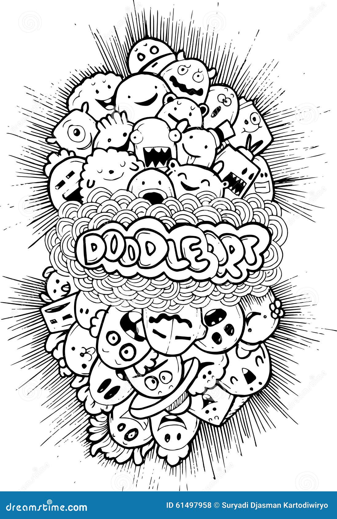 Cartoon hand-drawn doodle stock illustration. Illustration of beauty ...