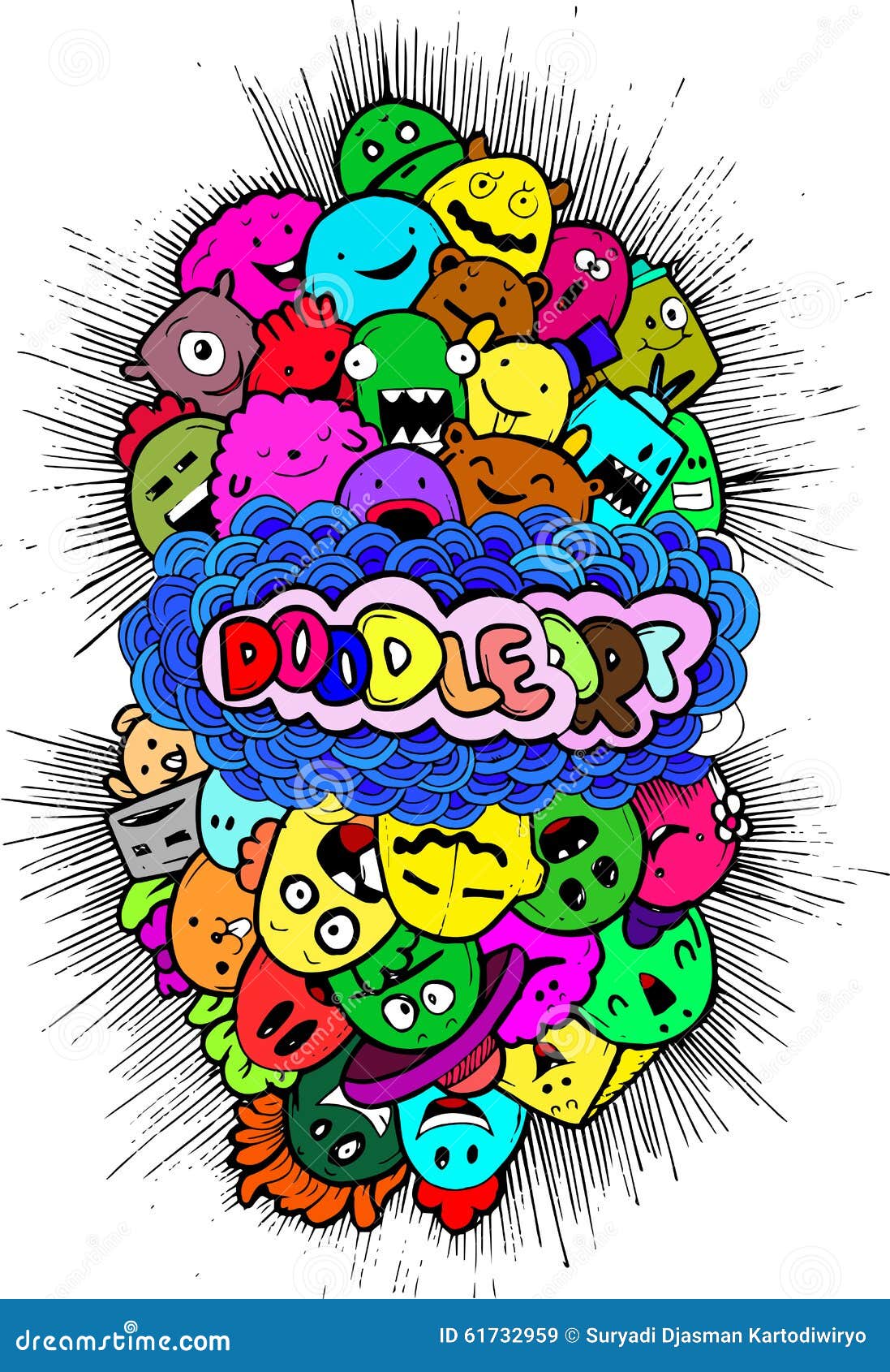 Cartoon hand-drawn doodle stock illustration. Illustration of paper ...