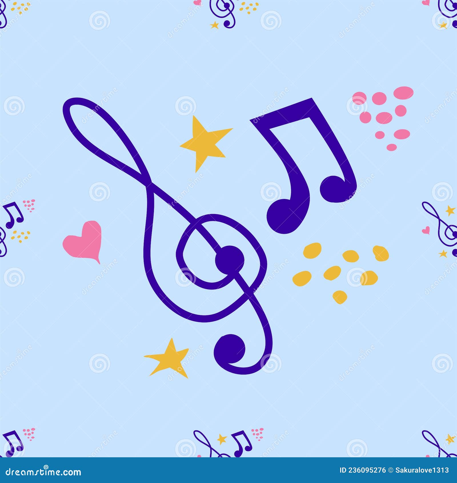 Cartoon Hand Drawn Musical Seamless Pattern. Lots of Symbols, Objects ...