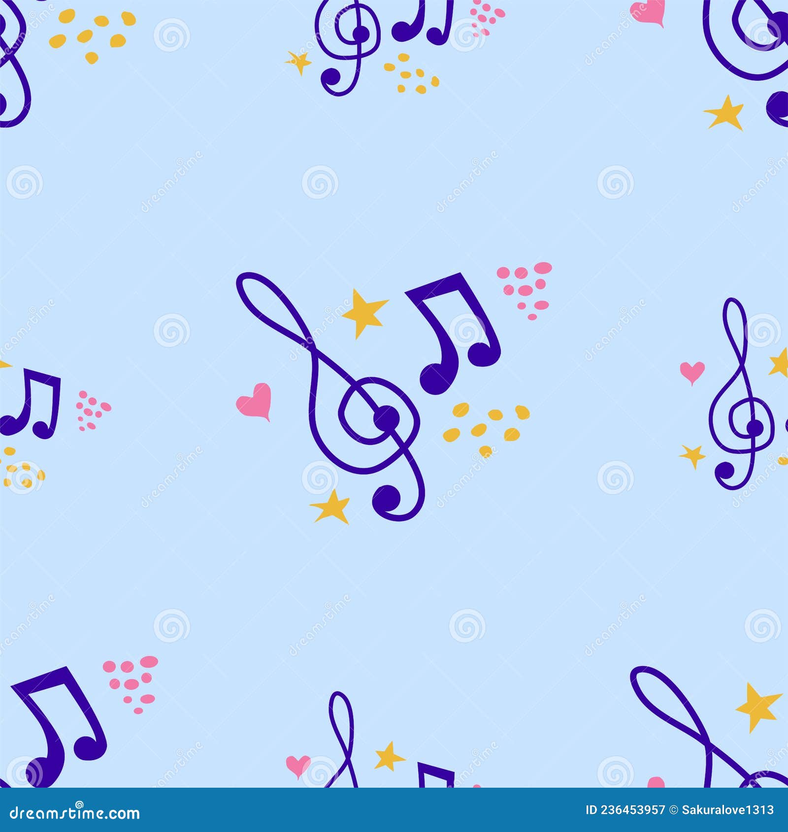 Cartoon Hand Drawn Musical Seamless Pattern. Lots of Symbols, Objects ...
