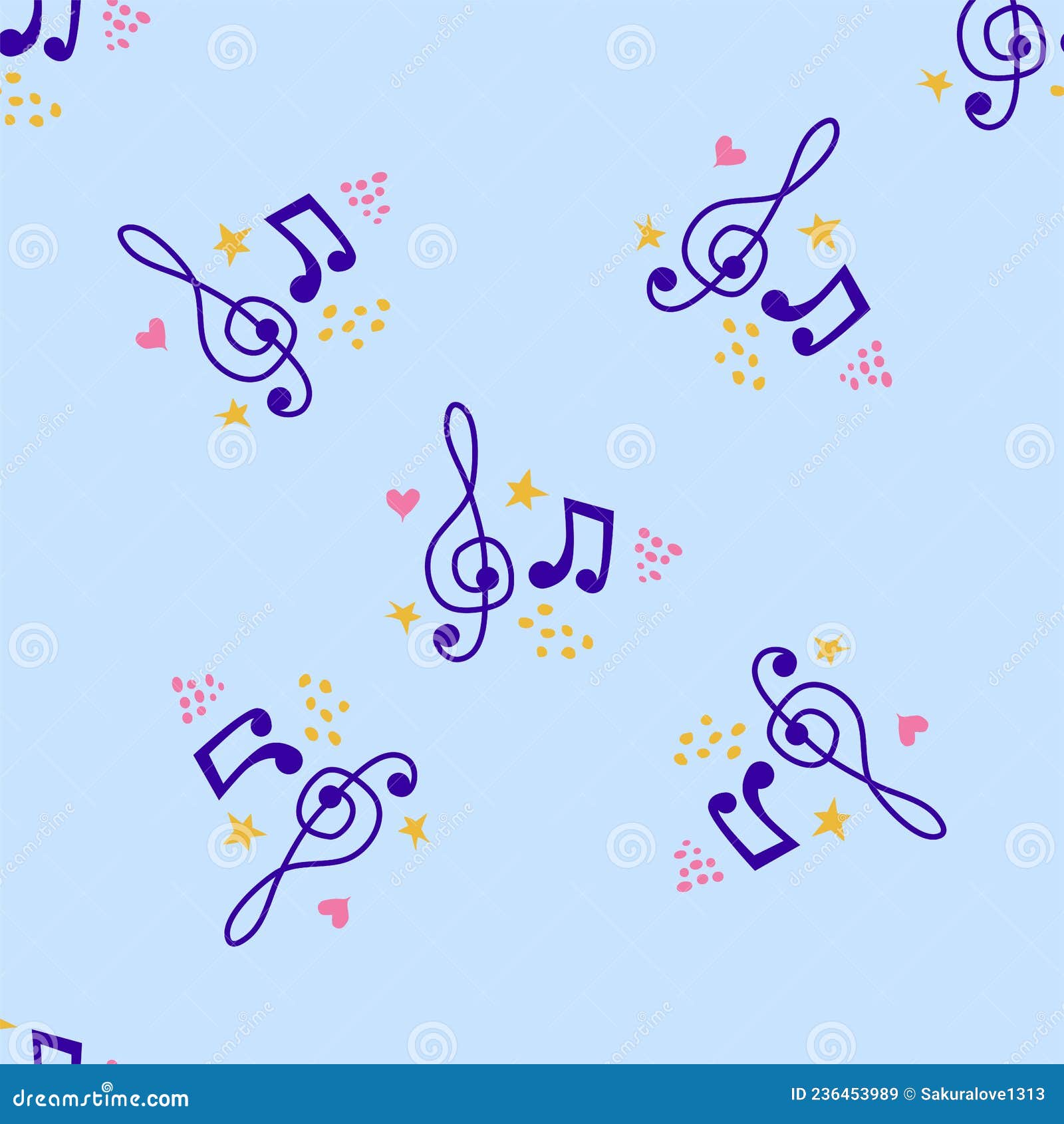 Cartoon Hand Drawn Musical Seamless Pattern. Lots of Symbols, Objects ...