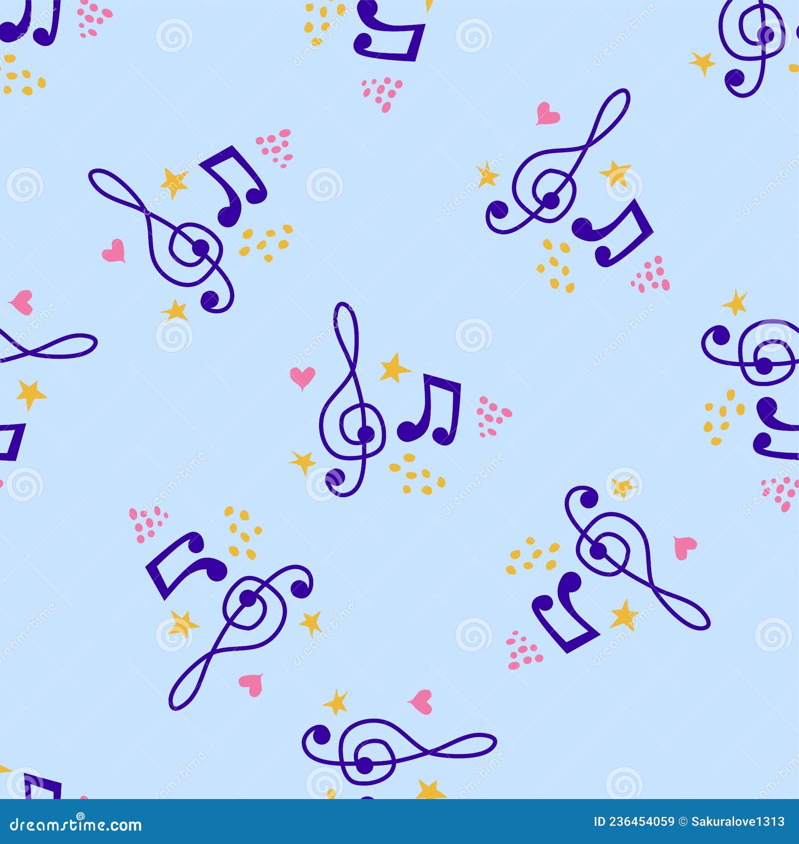 Cartoon Hand Drawn Musical Seamless Pattern. Lots of Symbols, Objects ...
