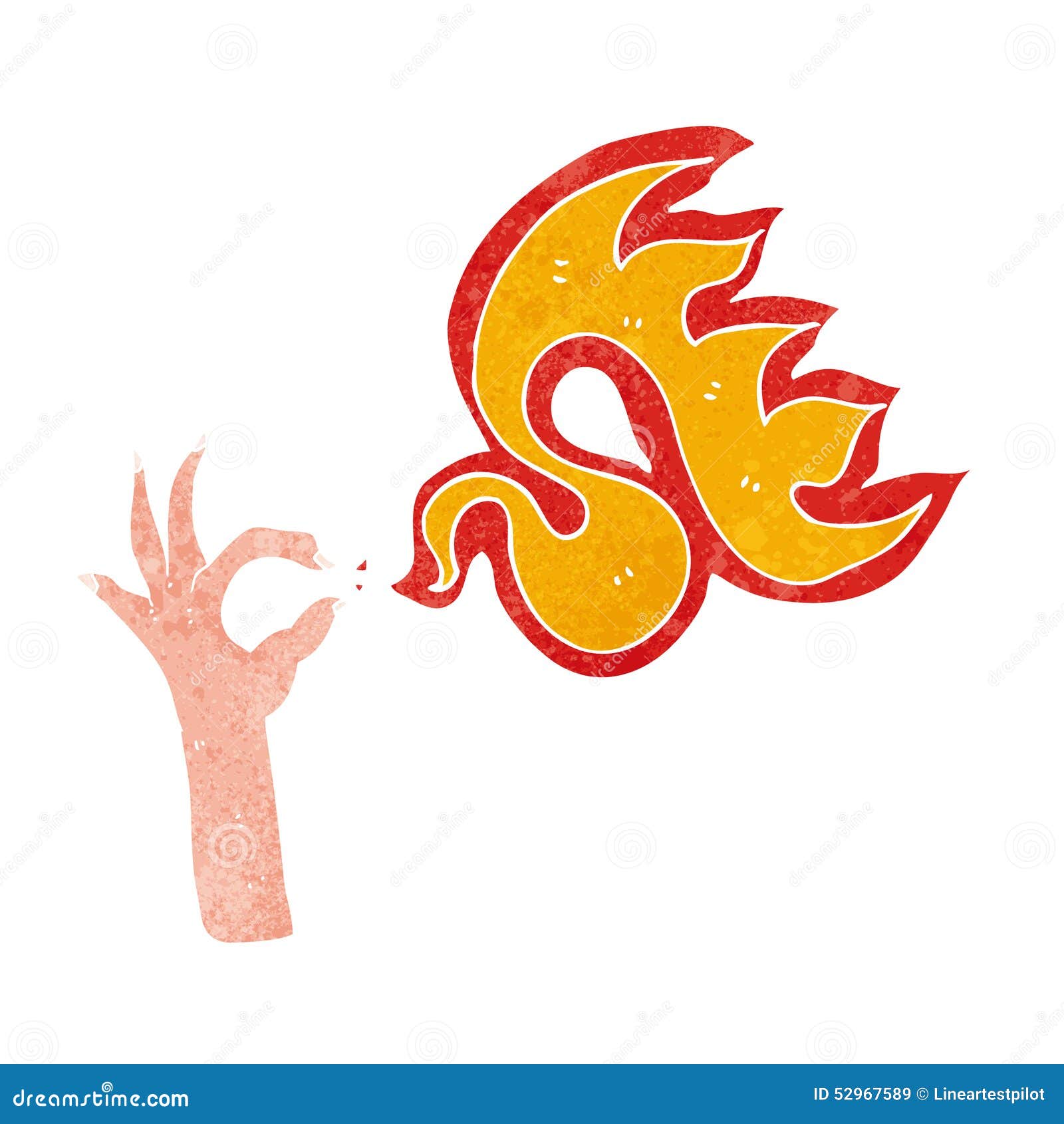 Cartoon Hand and Fire Symbol Stock Illustration - Illustration of ...