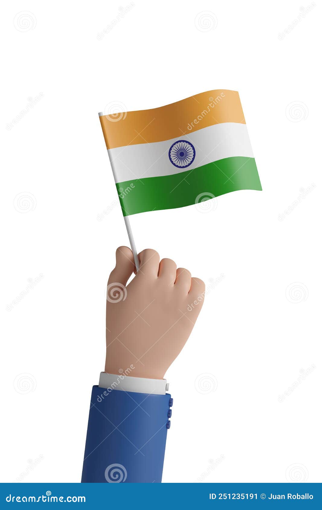 Cartoon Hand with the Flag of India. 3d Illustration Stock Illustration ...