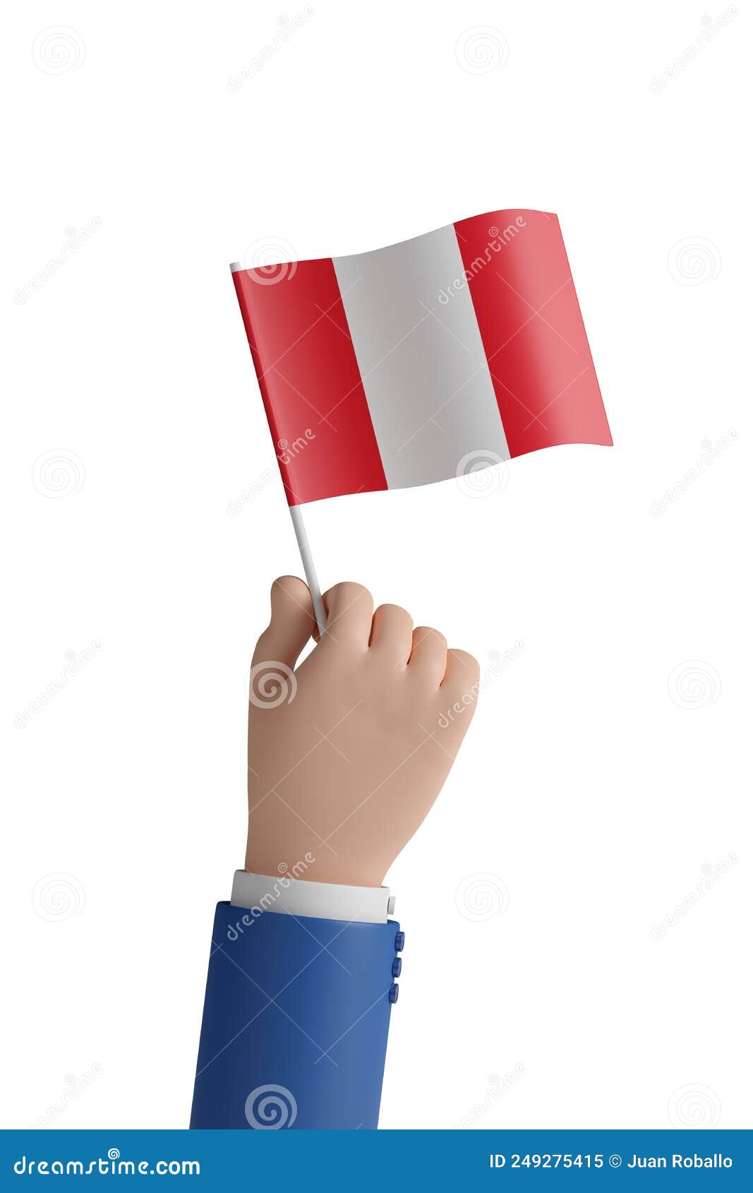 Cartoon Hand with the Flag of Peru. 3d Illustration Stock Illustration ...