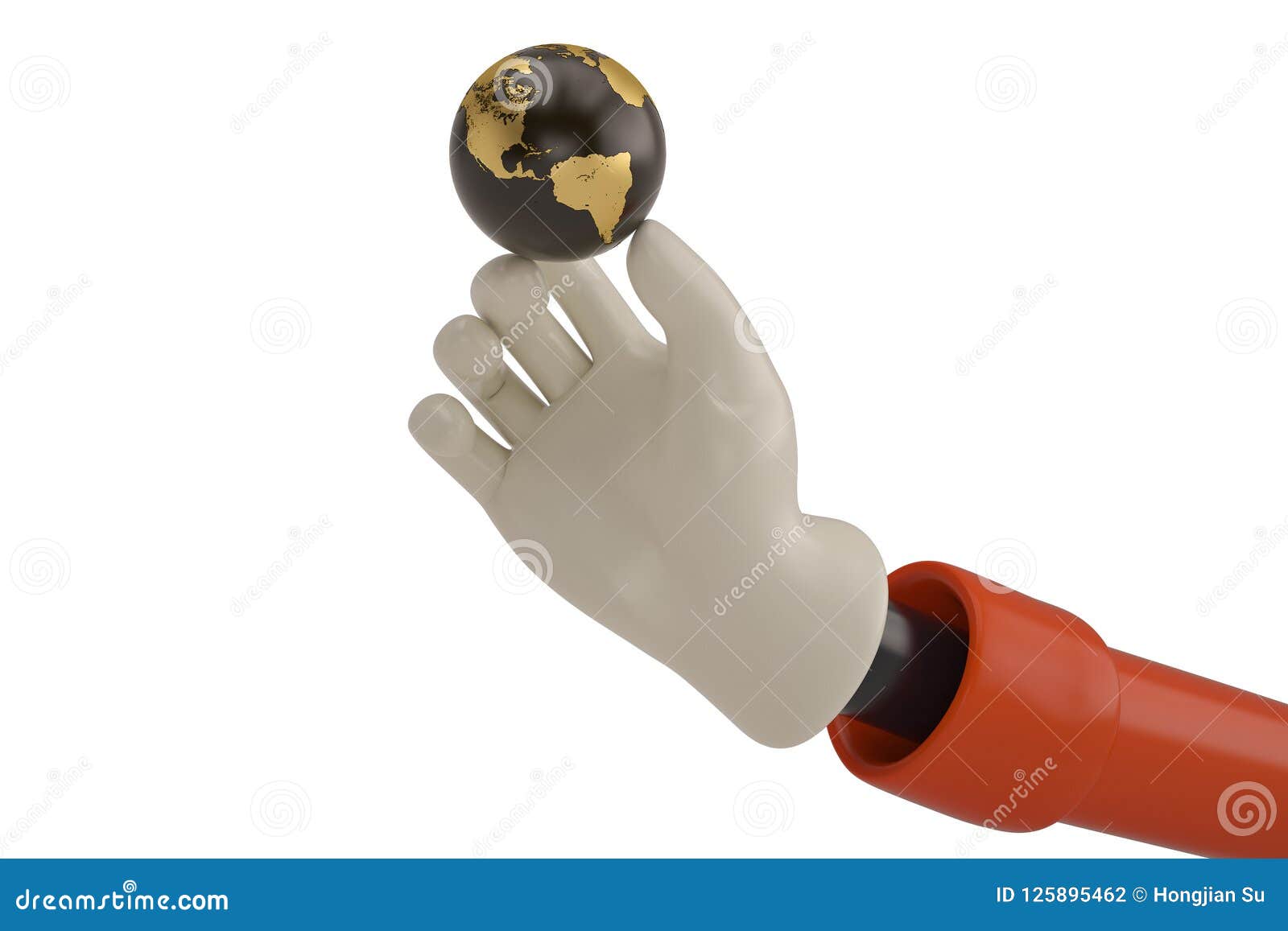 Cartoon Hand and Globe,3D Illustration. Stock Illustration ...