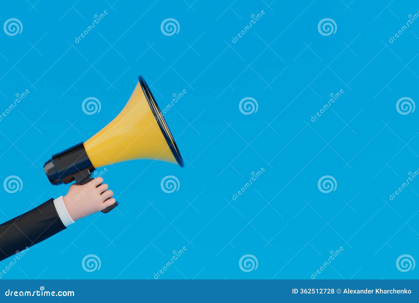 Cartoon Hand Hold Megaphone. 3d Rendering Stock Photo - Image of blue ...