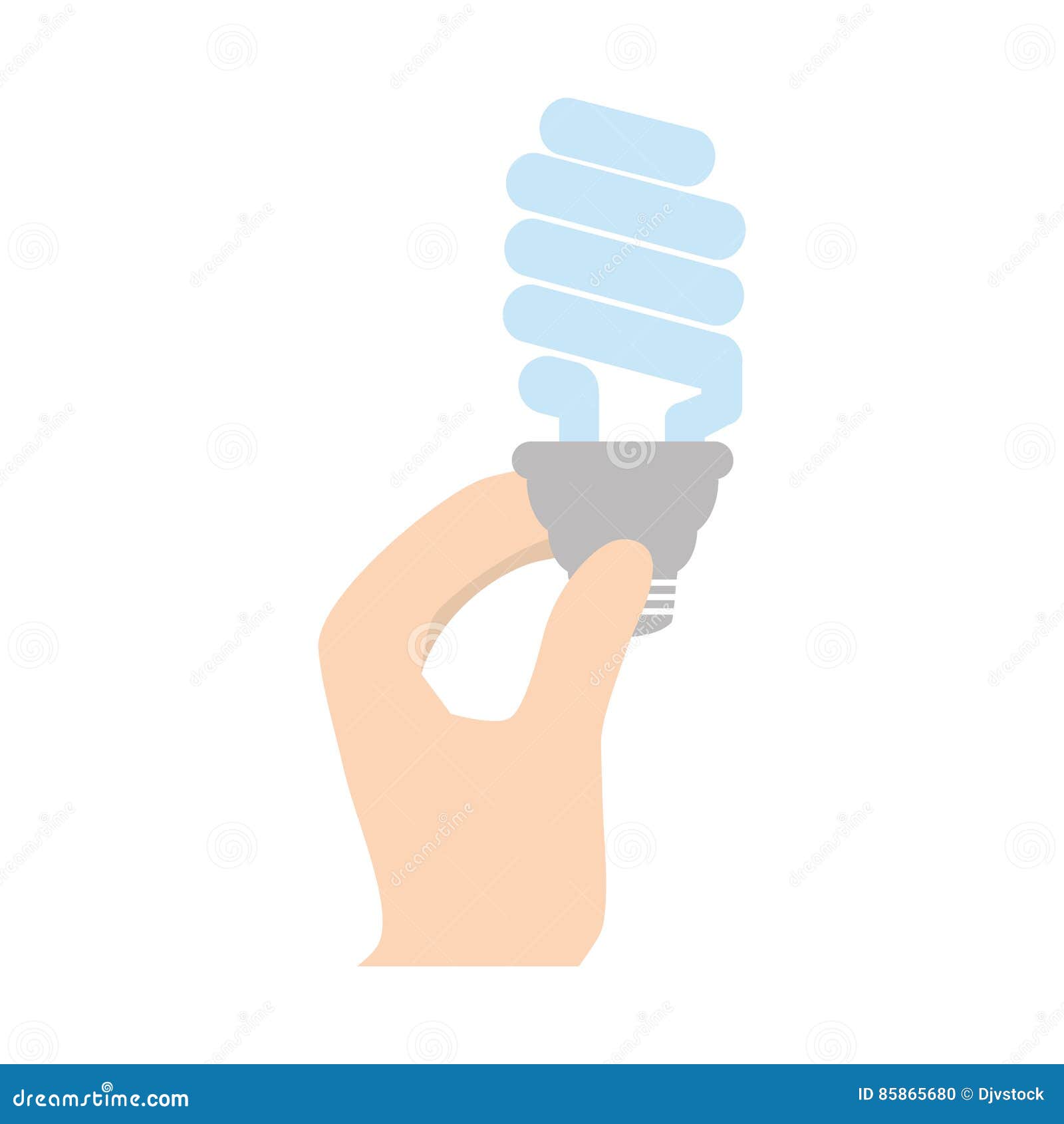 Cartoon Hand Holding Bulb Saving Energy Light Stock Illustration ...