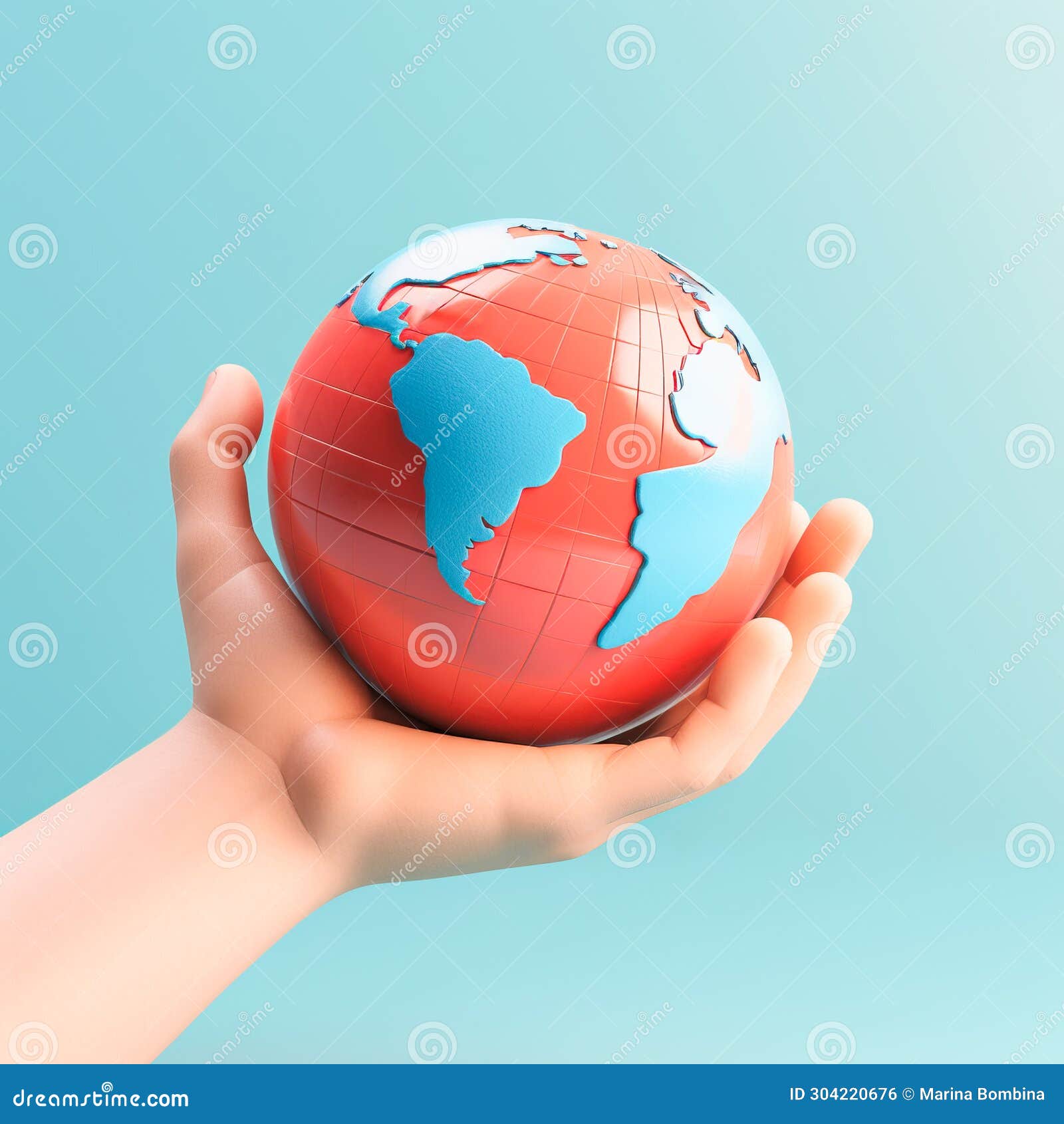 Cartoon Hand Holding Earth Globe Stock Illustration - Illustration of ...