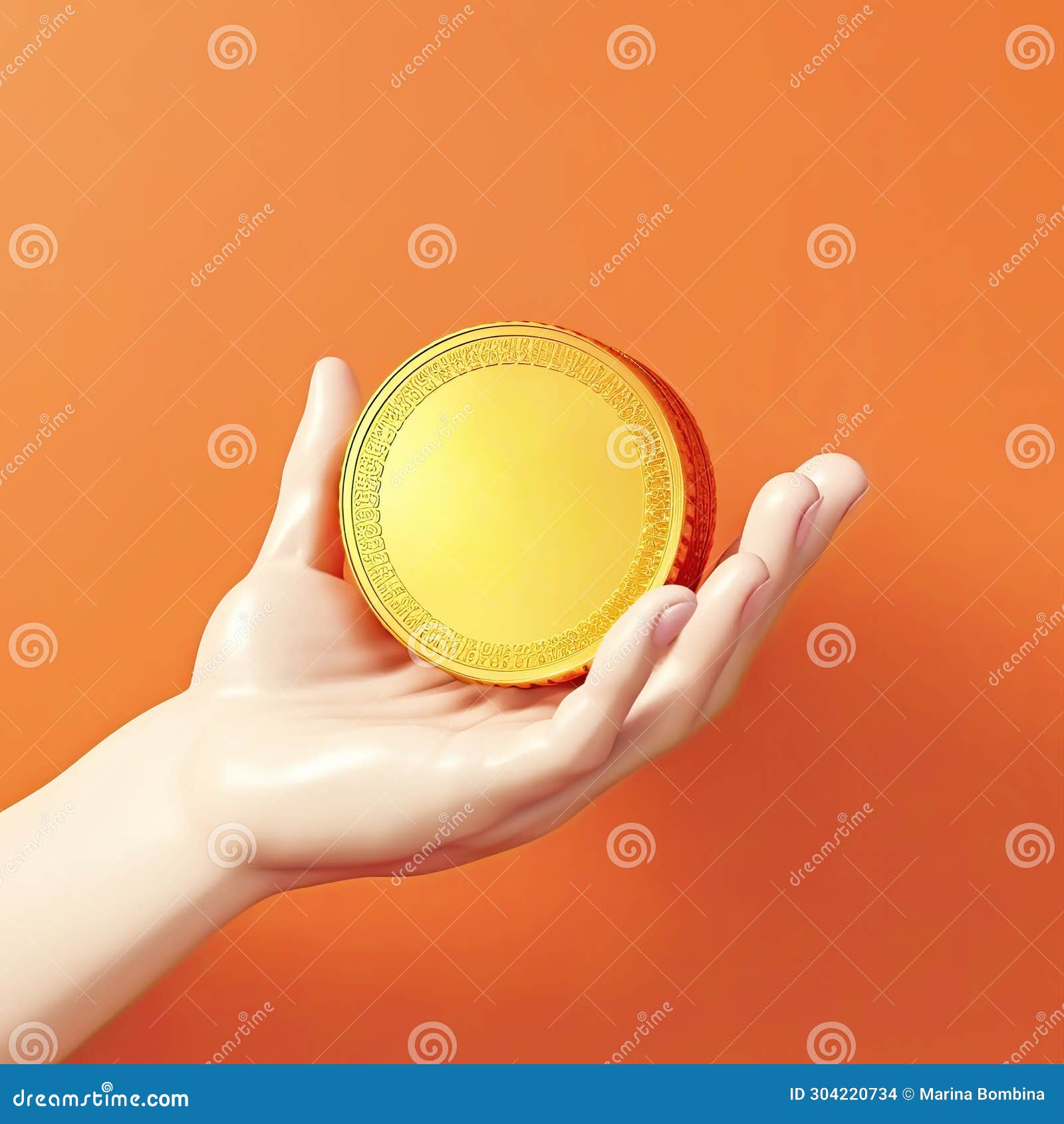 Cartoon Hand Holding Golden Coin Stock Illustration - Illustration of ...