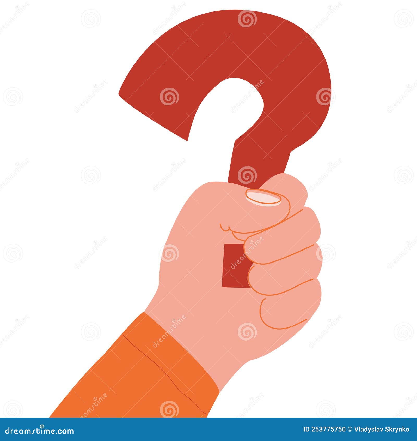 Cartoon Hand Holding Question Mark on White Isolate. Stock Vector ...