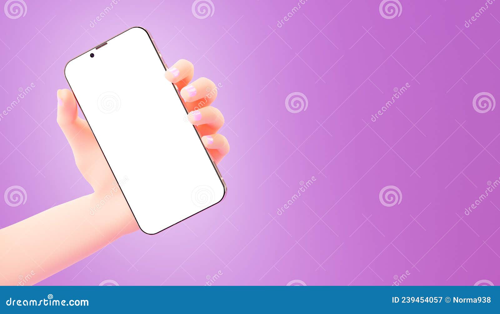 Cartoon Hand Holding a Smartphone with a Blank Screen, 3d Render. Phone ...
