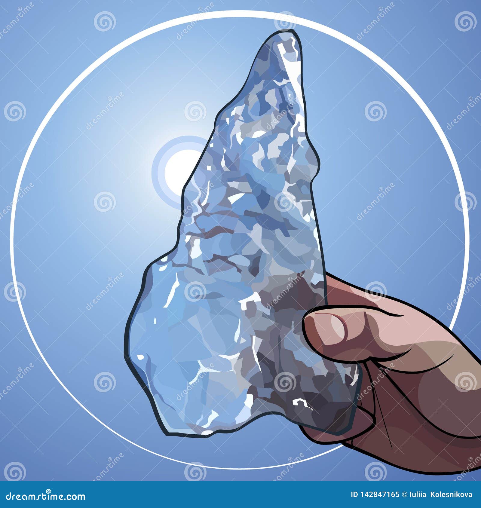 Cartoon Hand Holding a Sunlit Piece of Ice Stock Vector - Illustration ...