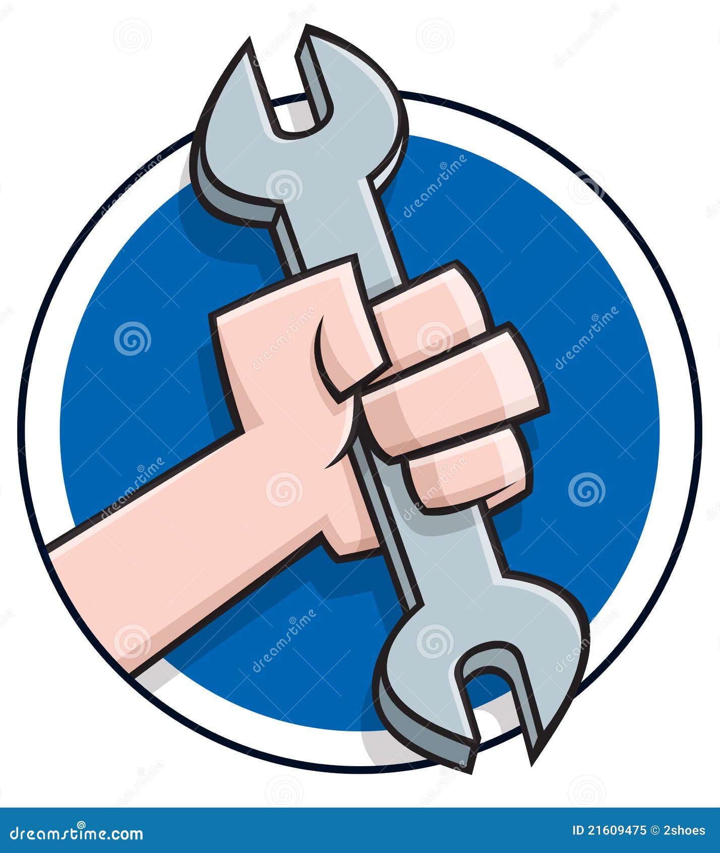 Cartoon Hand Holding a Wrench Stock Vector - Illustration of head, help ...