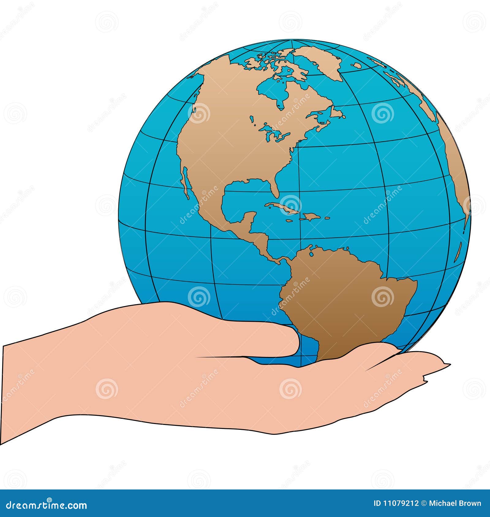 Cartoon Hand Holds a Western Hemisphere Globe Stock Vector ...