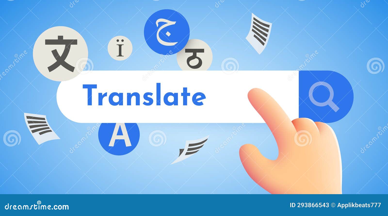 Cartoon Hand Looking for a Translate Using Internet Stock Vector ...