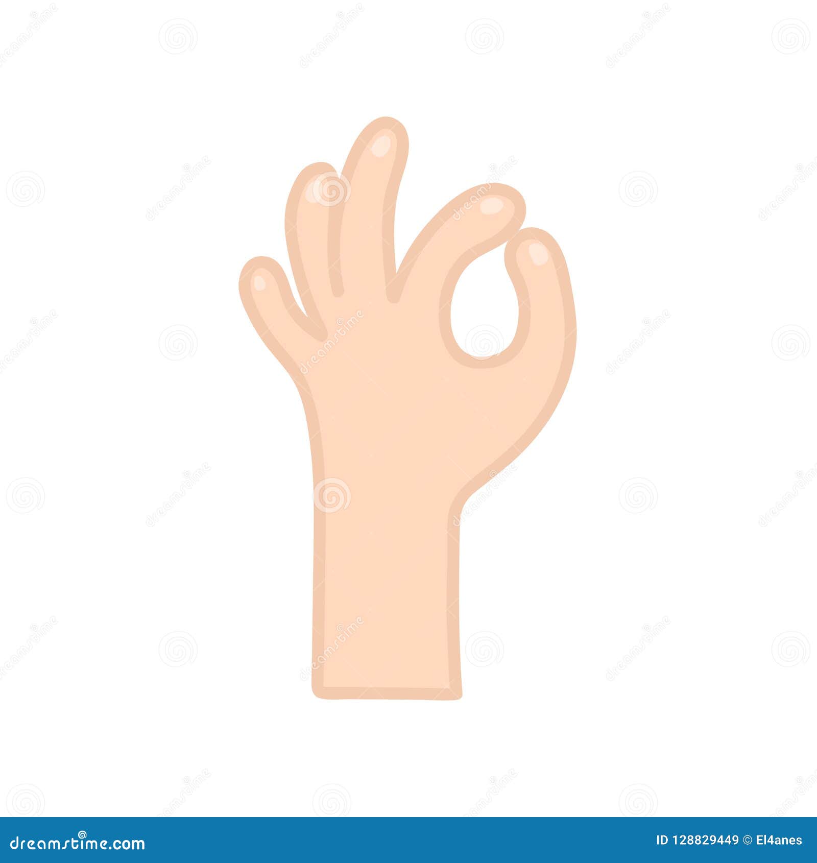 Cartoon hand OK stock vector. Illustration of personal - 128829449