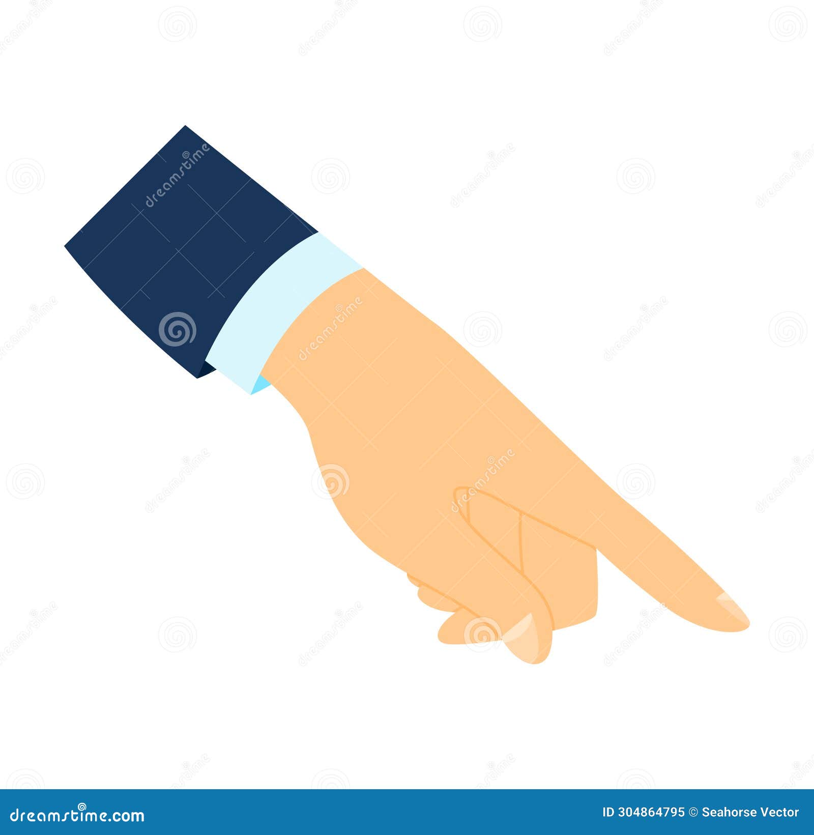 Cartoon Hand Pointing Downward, Simple Gesture Illustration. Direction ...