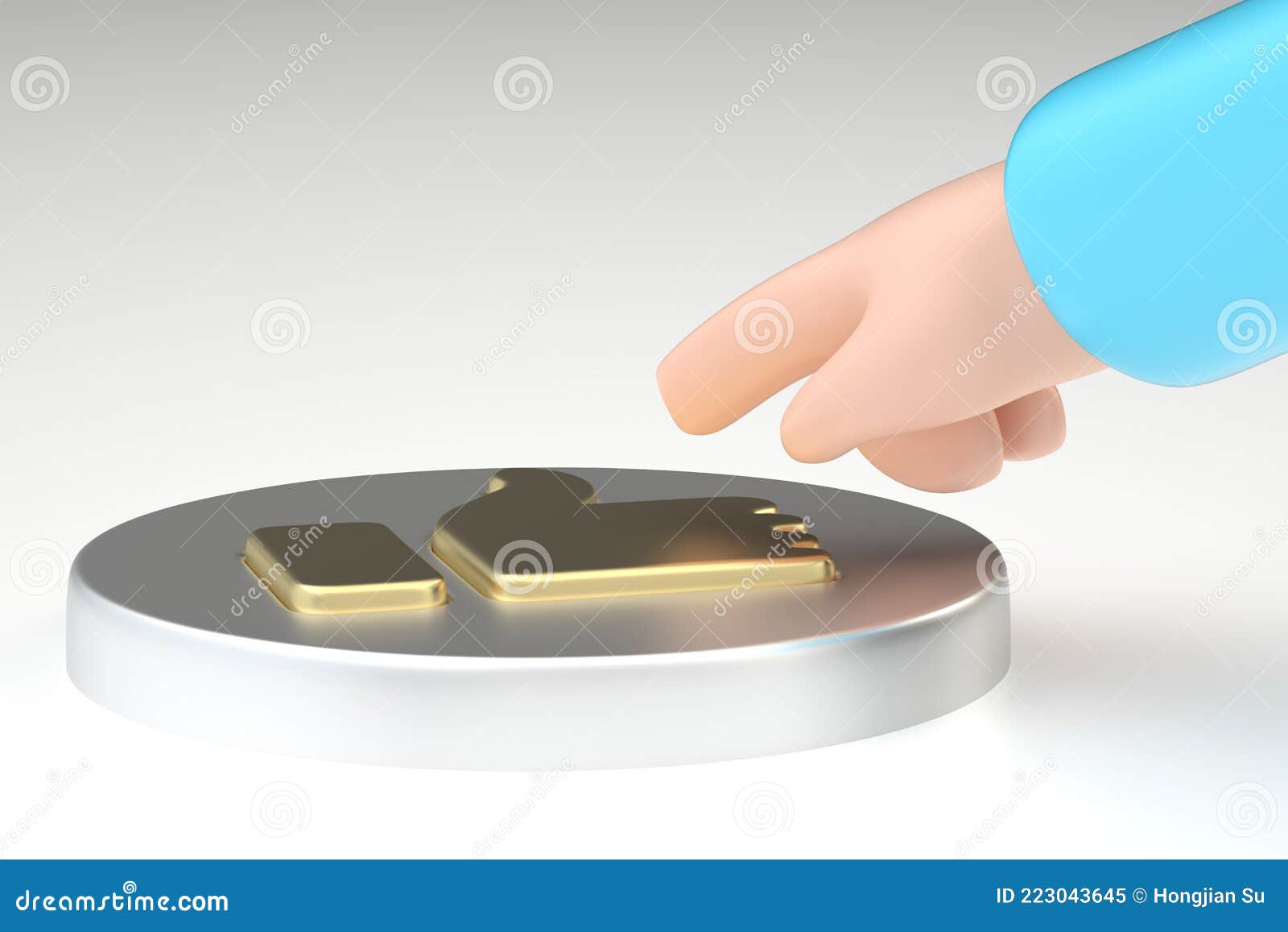 Cartoon Hand Pressing Button Like Symbol, 3d Illustration Stock ...