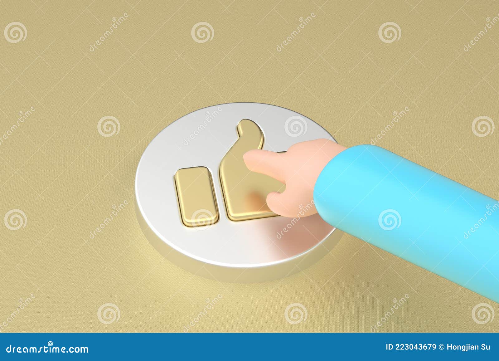 Cartoon Hand Pressing Button Like Symbol, 3d Illustration Stock ...