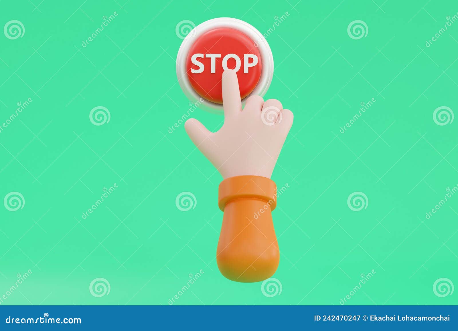 Cartoon Hand Pressing the Red Button. System Control Stock Illustration ...
