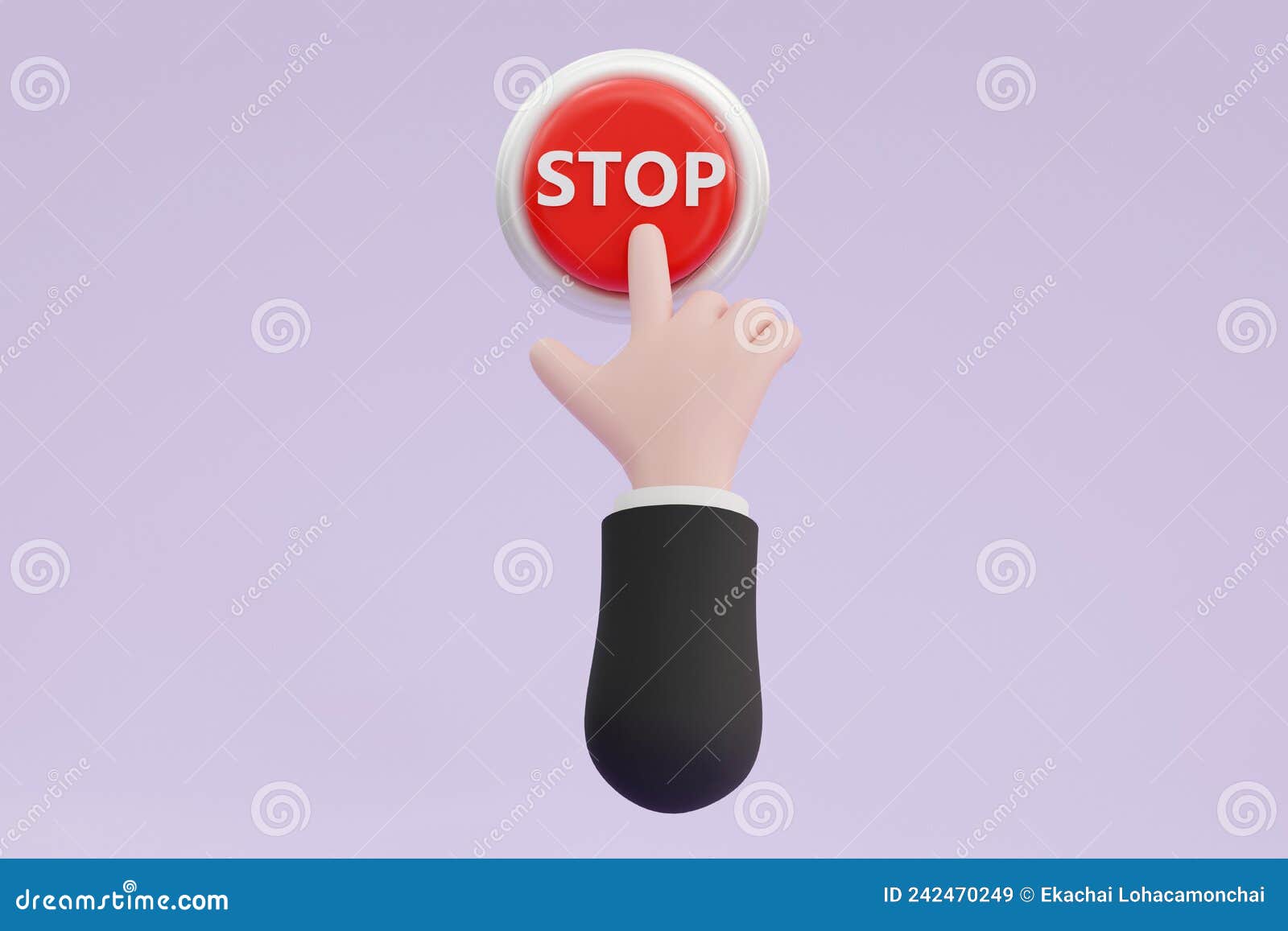 Cartoon Hand Pressing the Red Button. System Control Stock Illustration ...