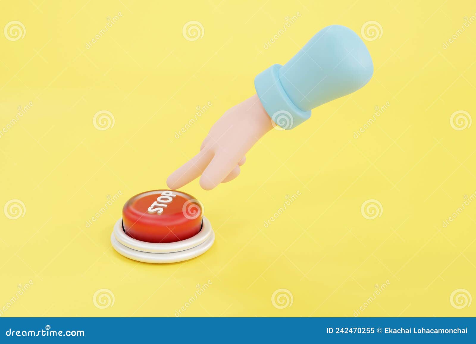 Cartoon Hand Pressing the Red Button. System Control Stock Illustration ...