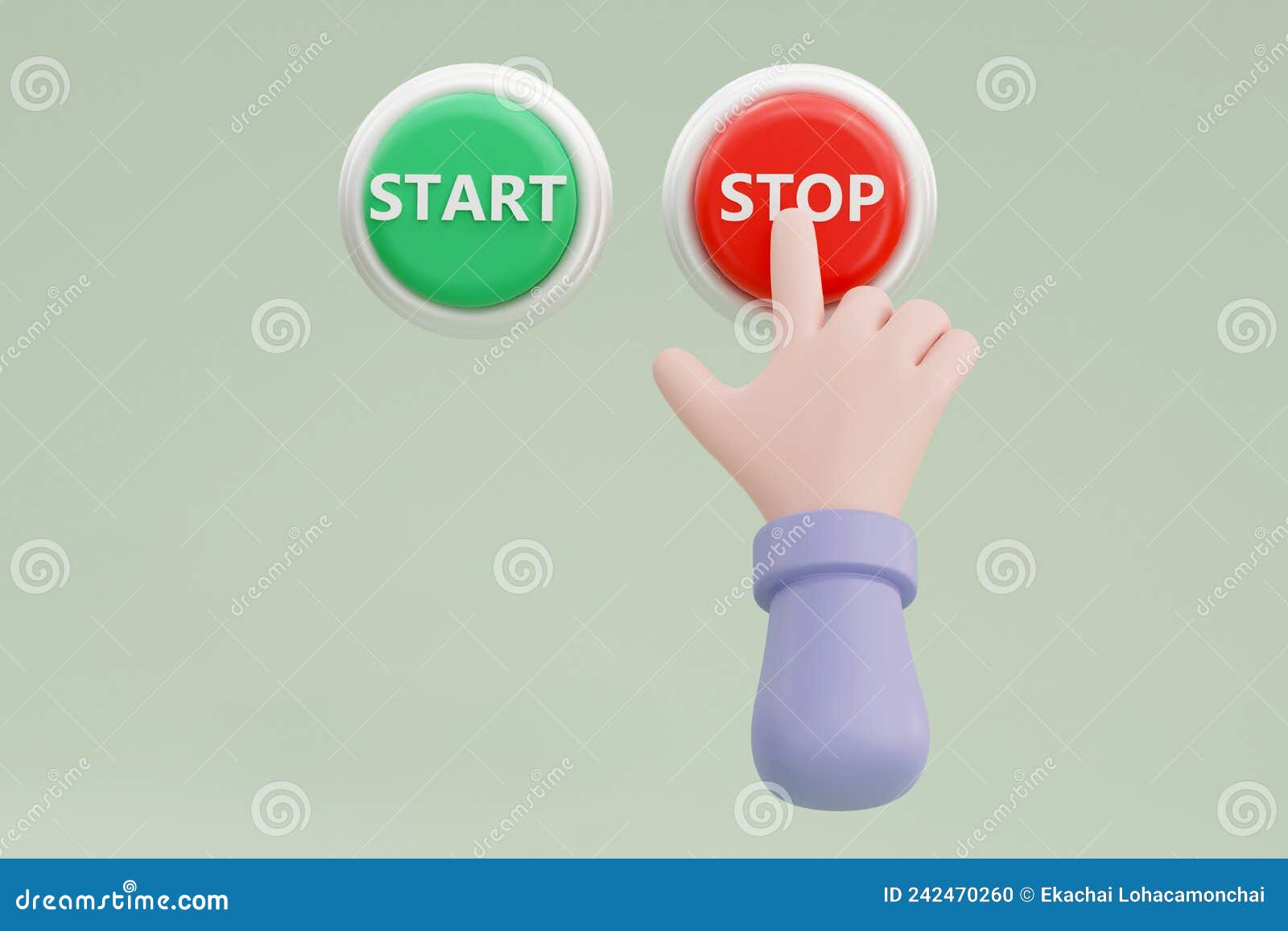 Cartoon Hand Pressing the Red Button. System Control Stock Illustration ...