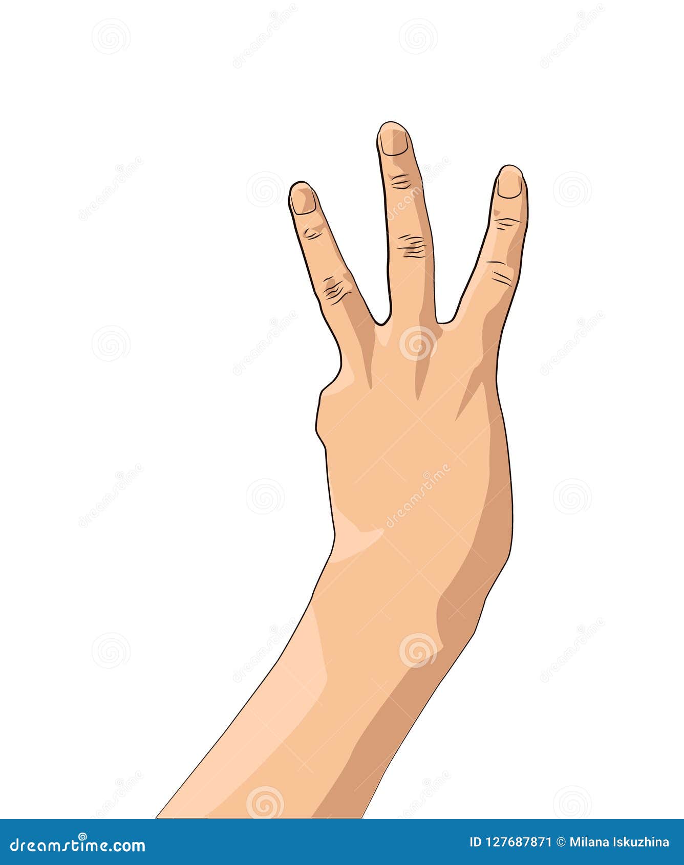 Cartoon Hand Showing Three Fingers. Stock Vector - Illustration of ...