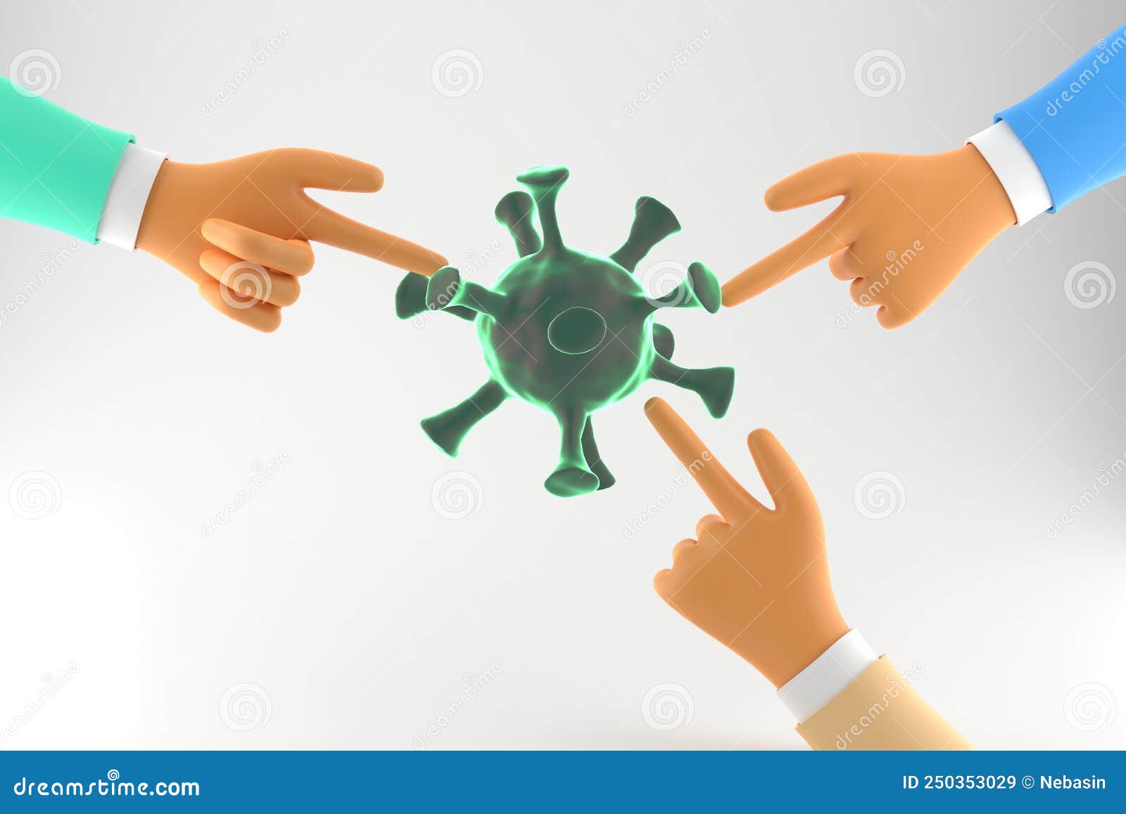 Cartoon Hand Shows the Virus. 3d Render Stock Illustration ...