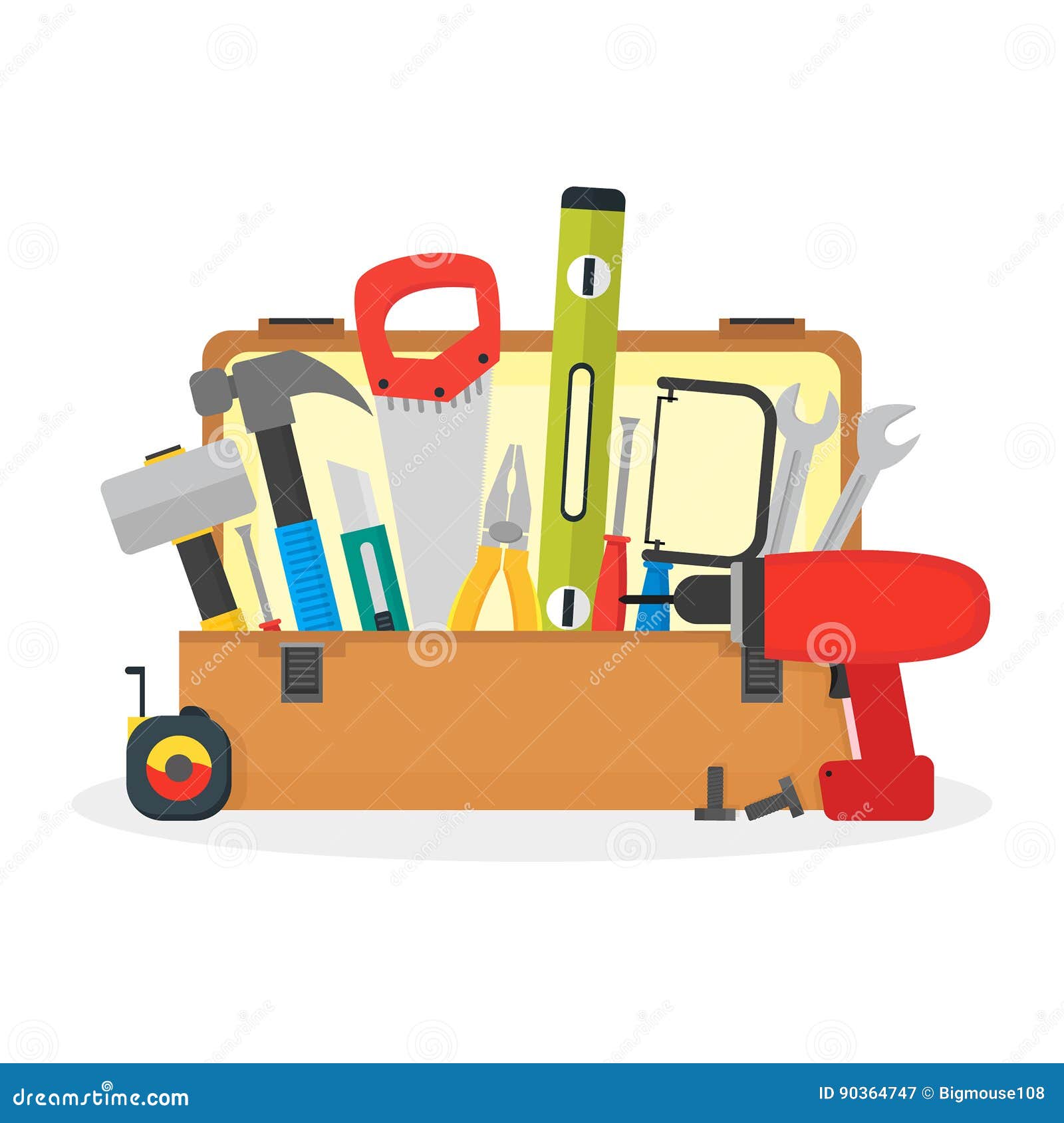 Cartoon Hand Tools Box. Vector Stock Vector - Illustration of ...