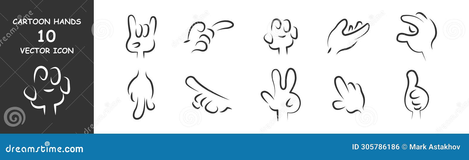 Cartoon Hands. Comic Hand Gestures Stock Vector - Illustration of ...