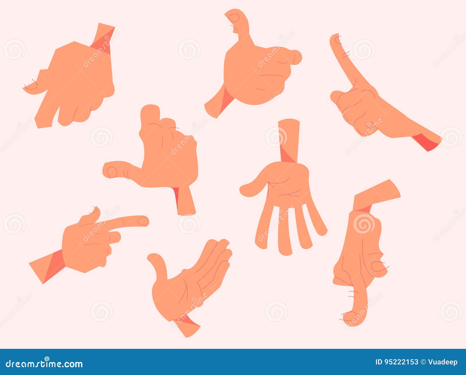 Cartoon Hands in Different Gesture Stock Vector - Illustration of ...