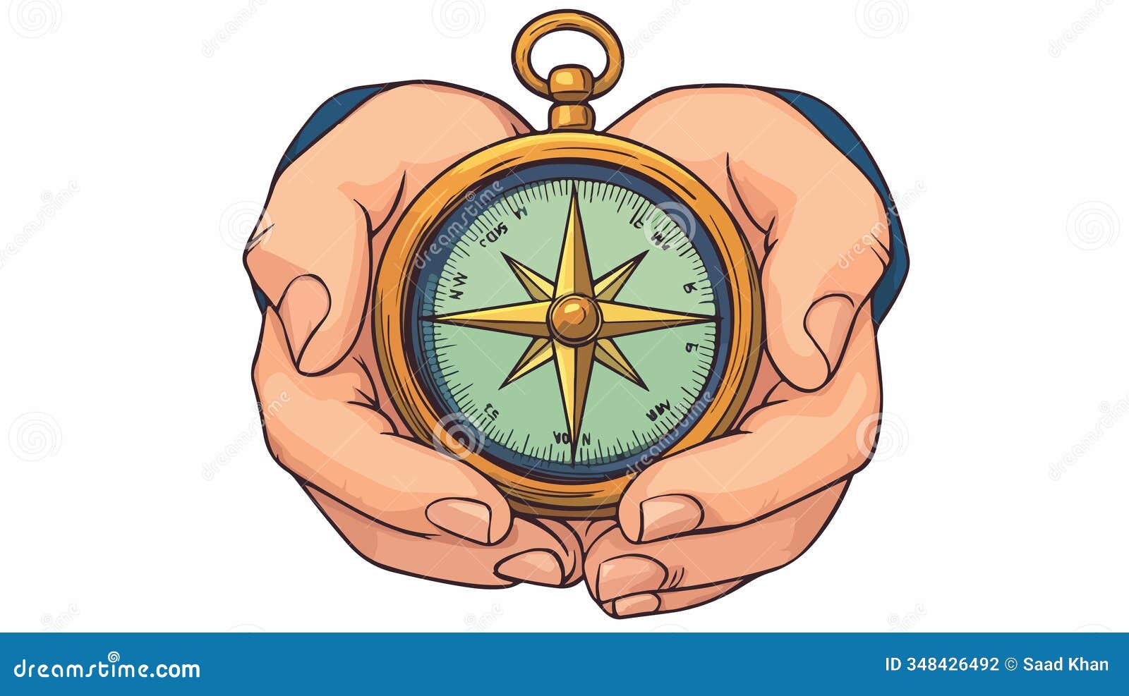 Cartoon Hands Holding Compass Illustration Vector Stock Illustration ...