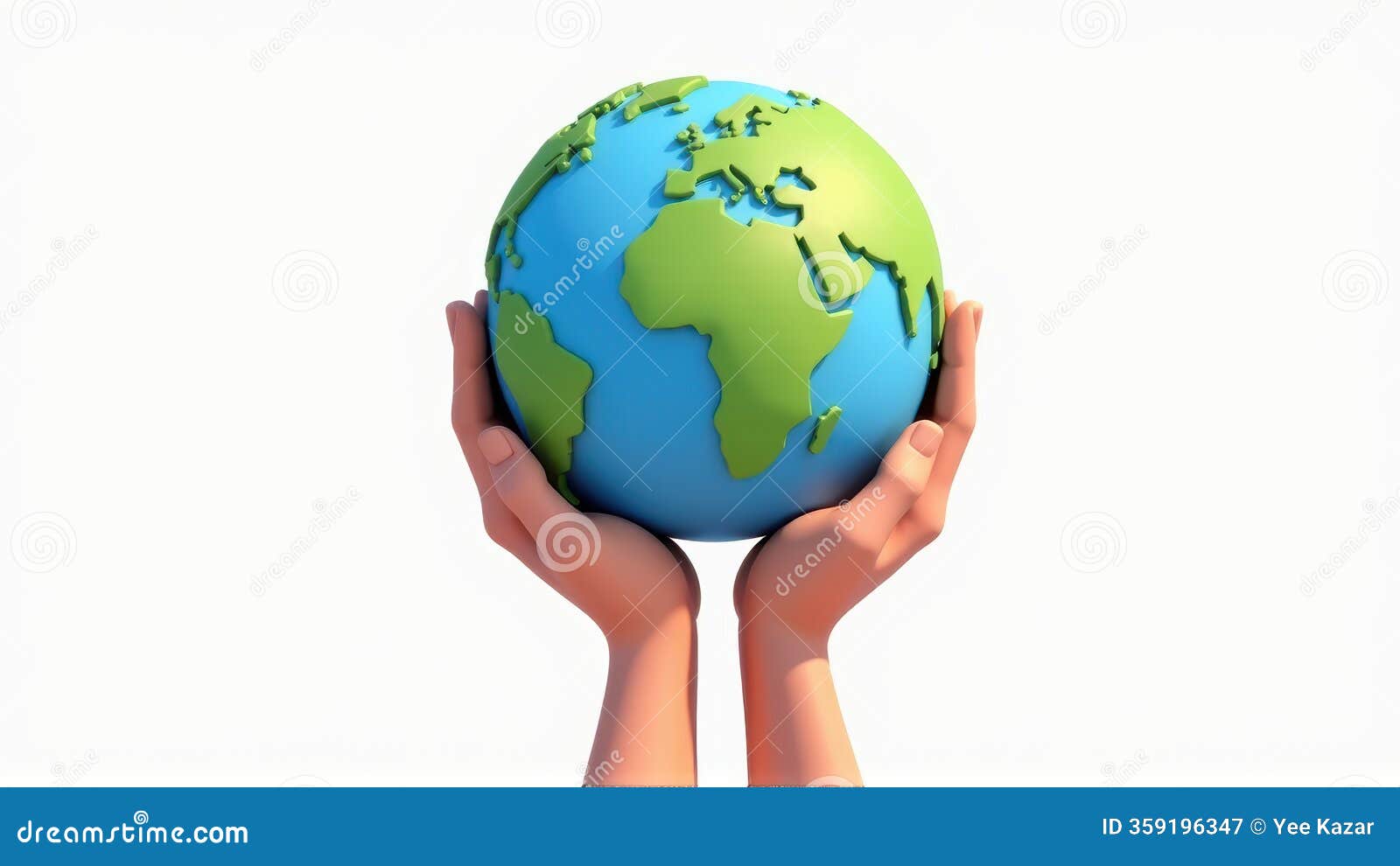 Cartoon Hands Holding Earth Globe - Global Responsibility Concept Stock ...