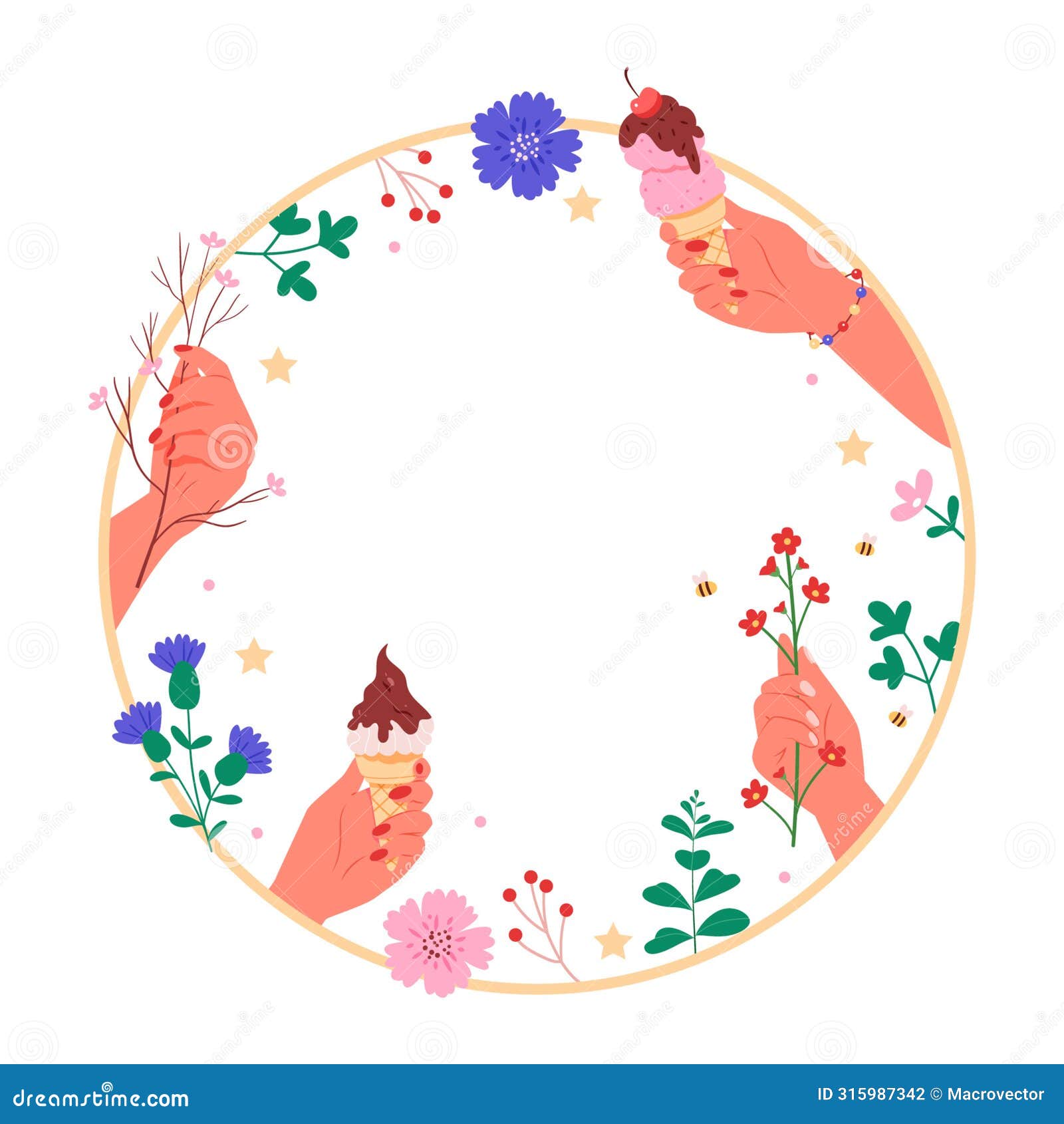 Cartoon Hands Holding Objects Frame Stock Illustration - Illustration ...