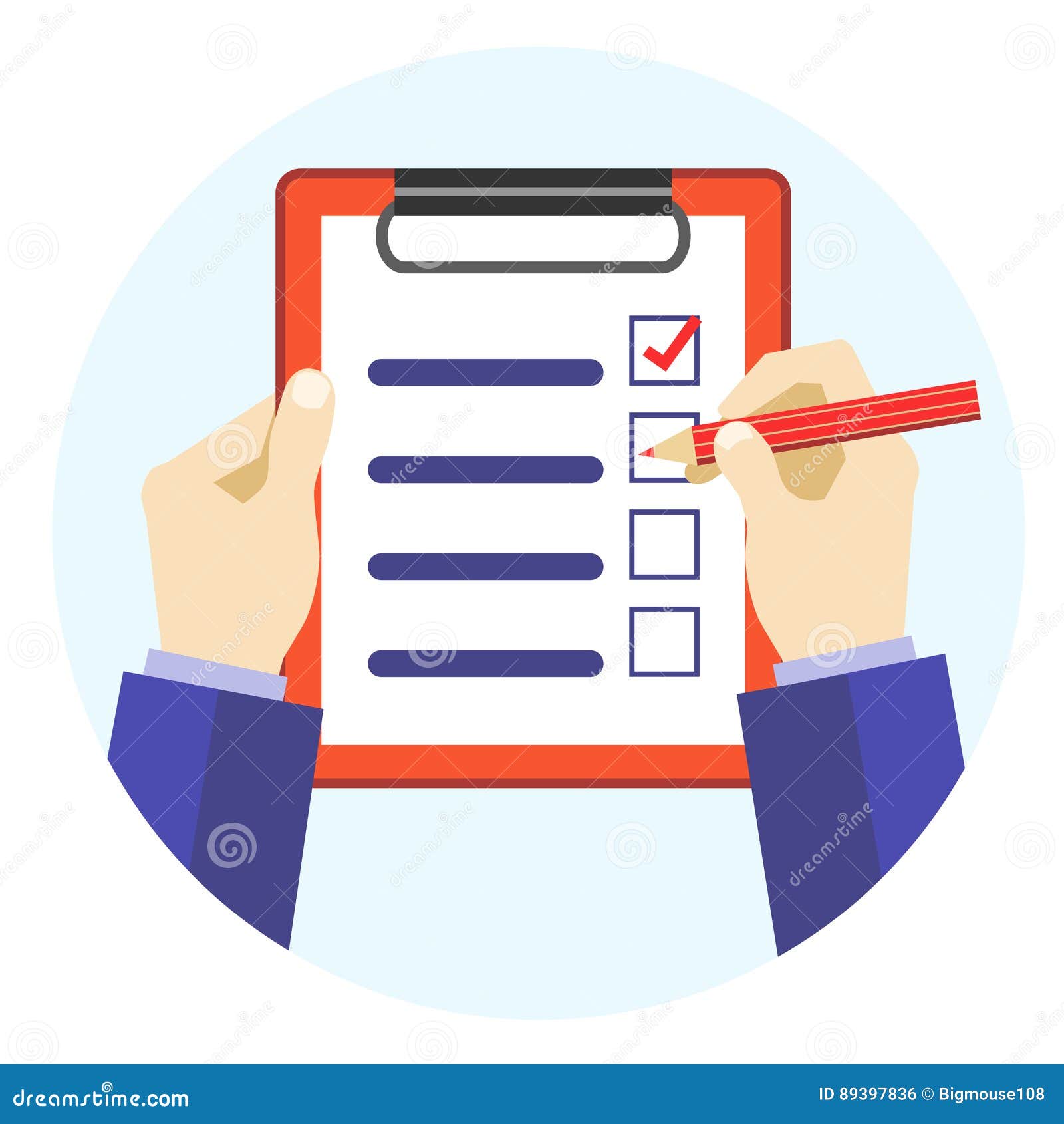 Cartoon Hands Holding Pen and Checklist. Vector Stock Vector ...